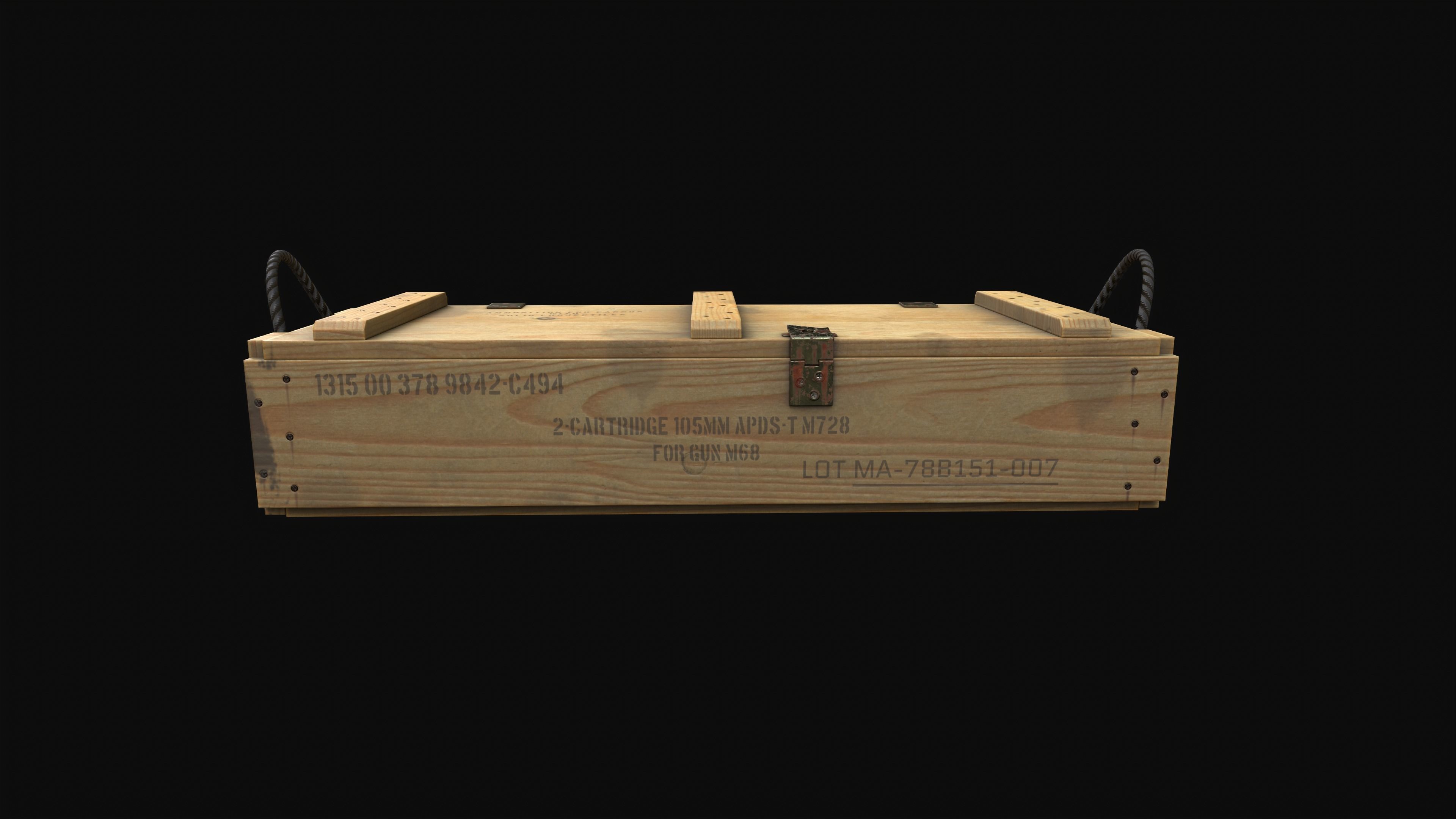 3D model M68 Military Wooden Ammo Crate PBR Low Poly Game Ready VR / AR ...