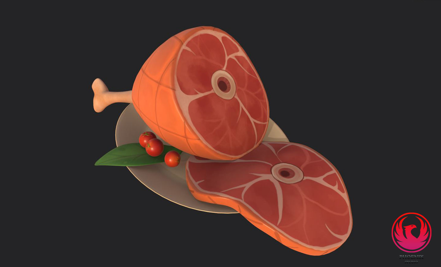 3D model Ham 3D model piece of meat on plate VR / AR / low-poly | CGTrader