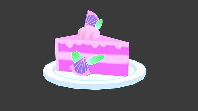 cakee slice of cake on plate free VR / AR / low-poly 3D model | CGTrader