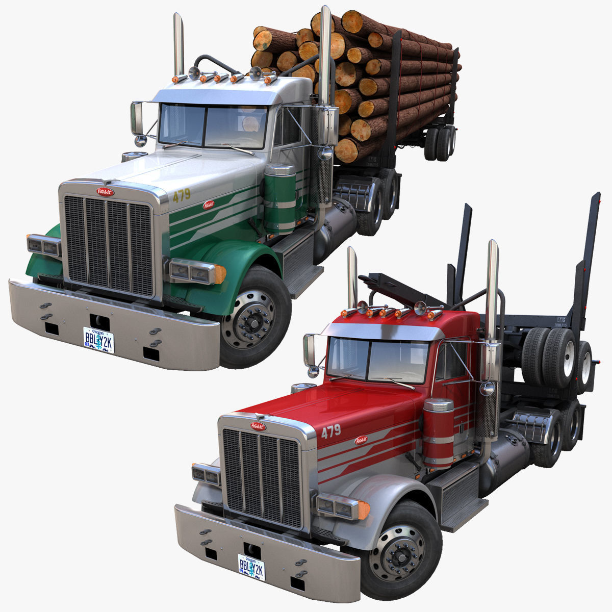 3D model Peterbilt 379 log truck VR / AR / low-poly | CGTrader