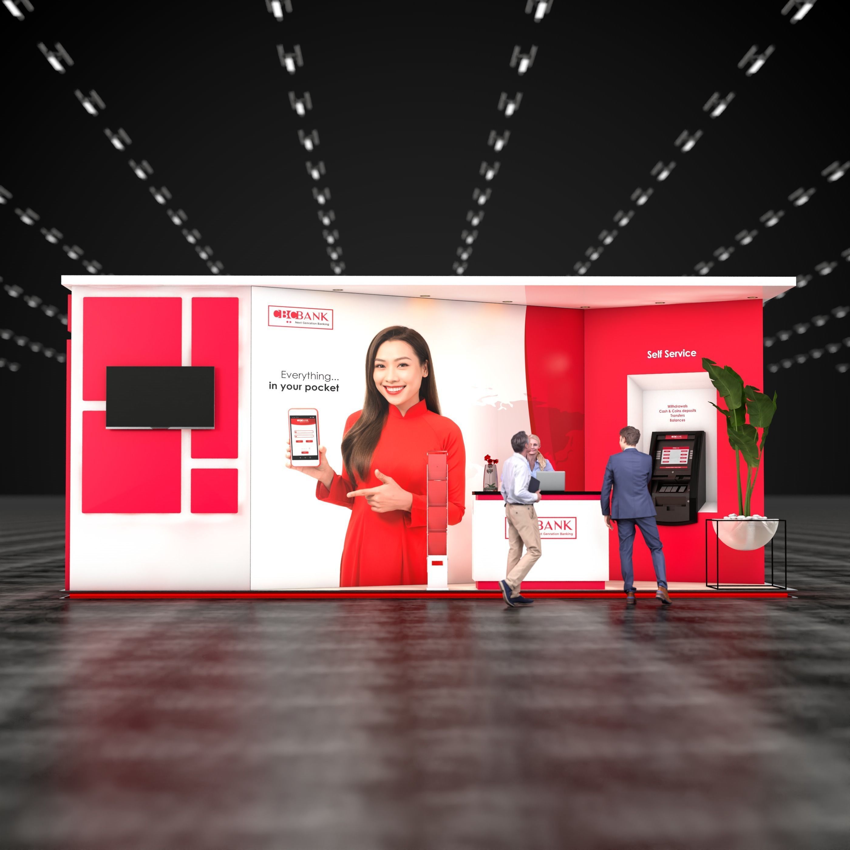 Banking exhibition stand design 3D model | CGTrader