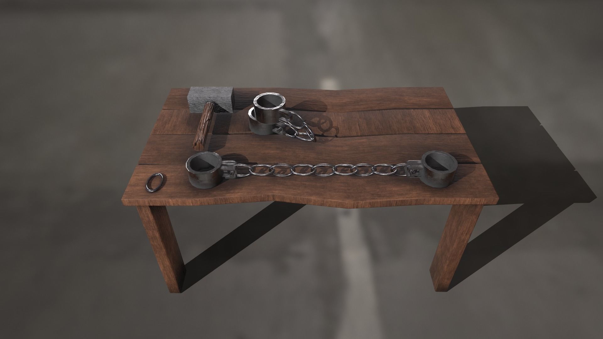 3D model 211Medieval Table and Things - Table - Hammer - Handcuff pack ...