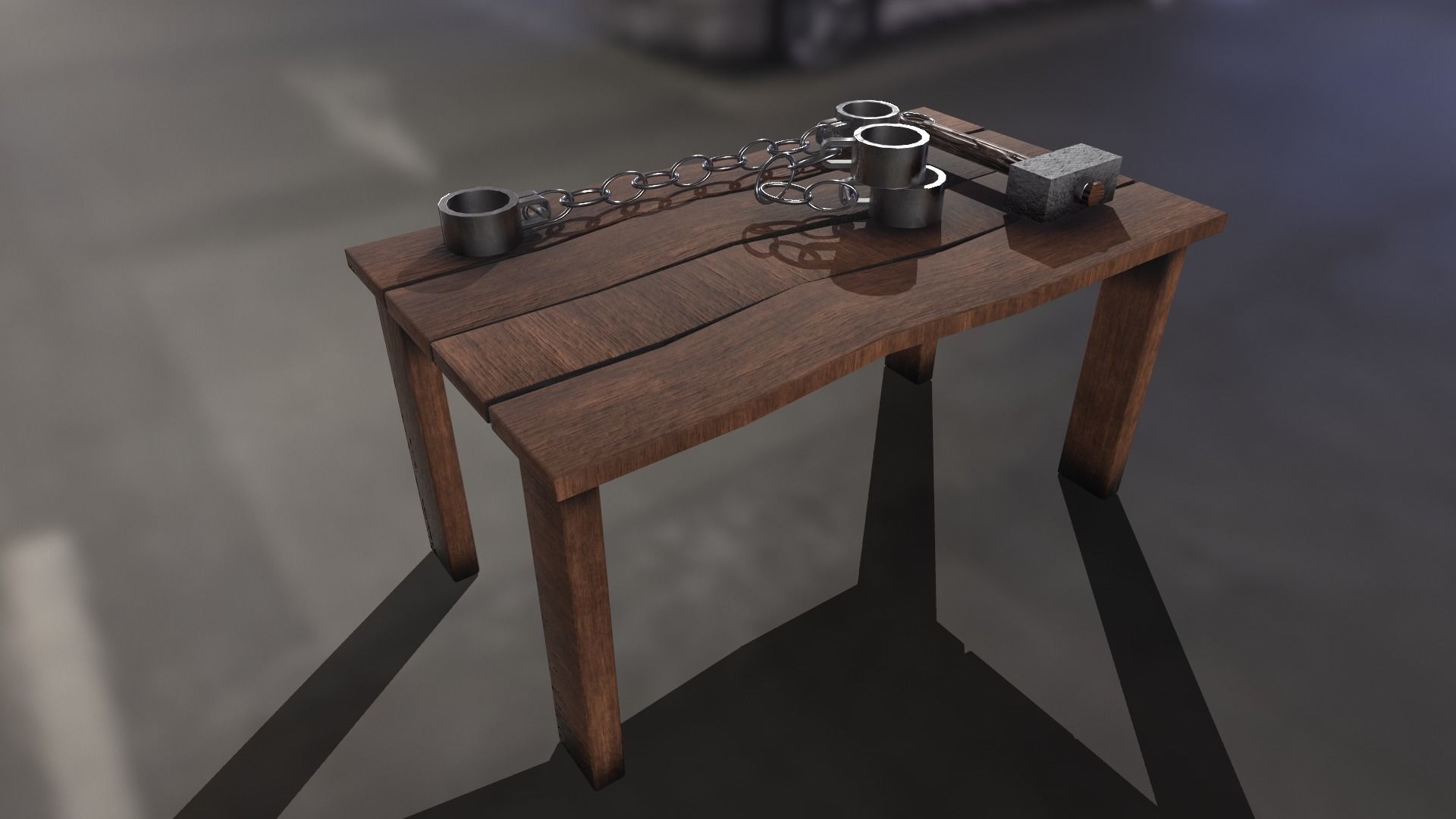 3D model Medieval Table and Things - Table - Hammer - Handcuff pack VR ...