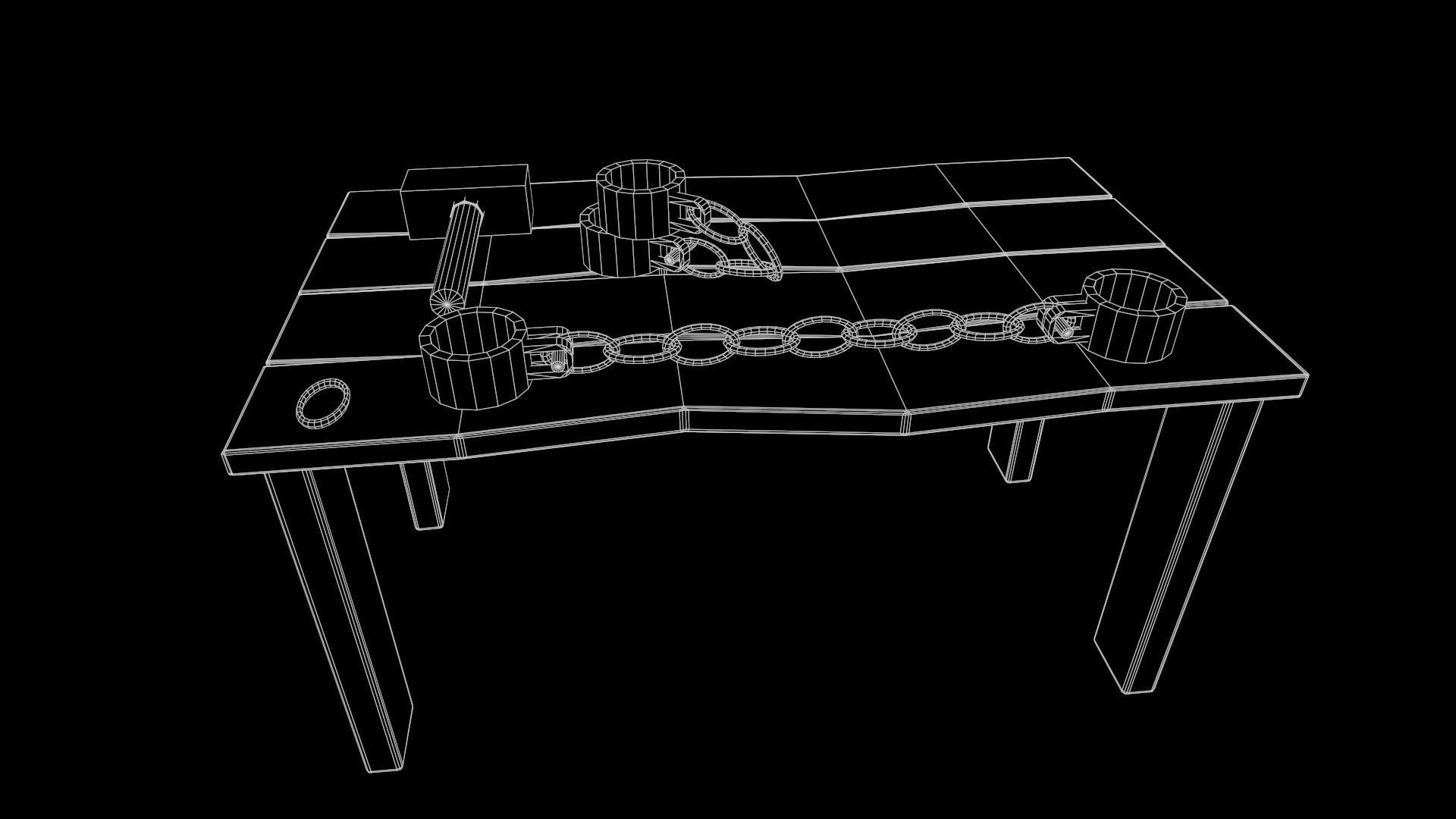 3D model Medieval Table and Things - Table - Hammer - Handcuff pack VR ...