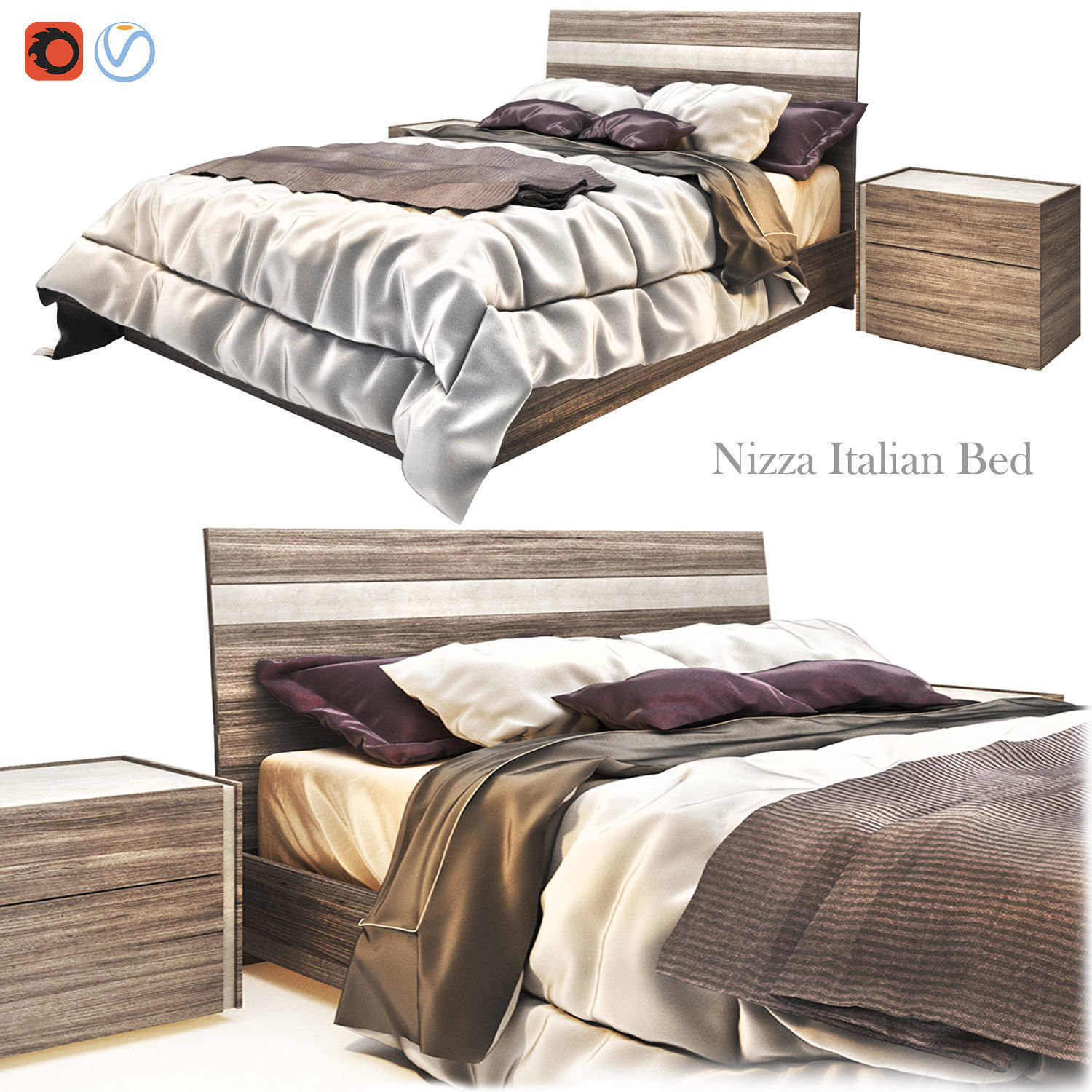 Nizza Italian Bed 3D model | CGTrader