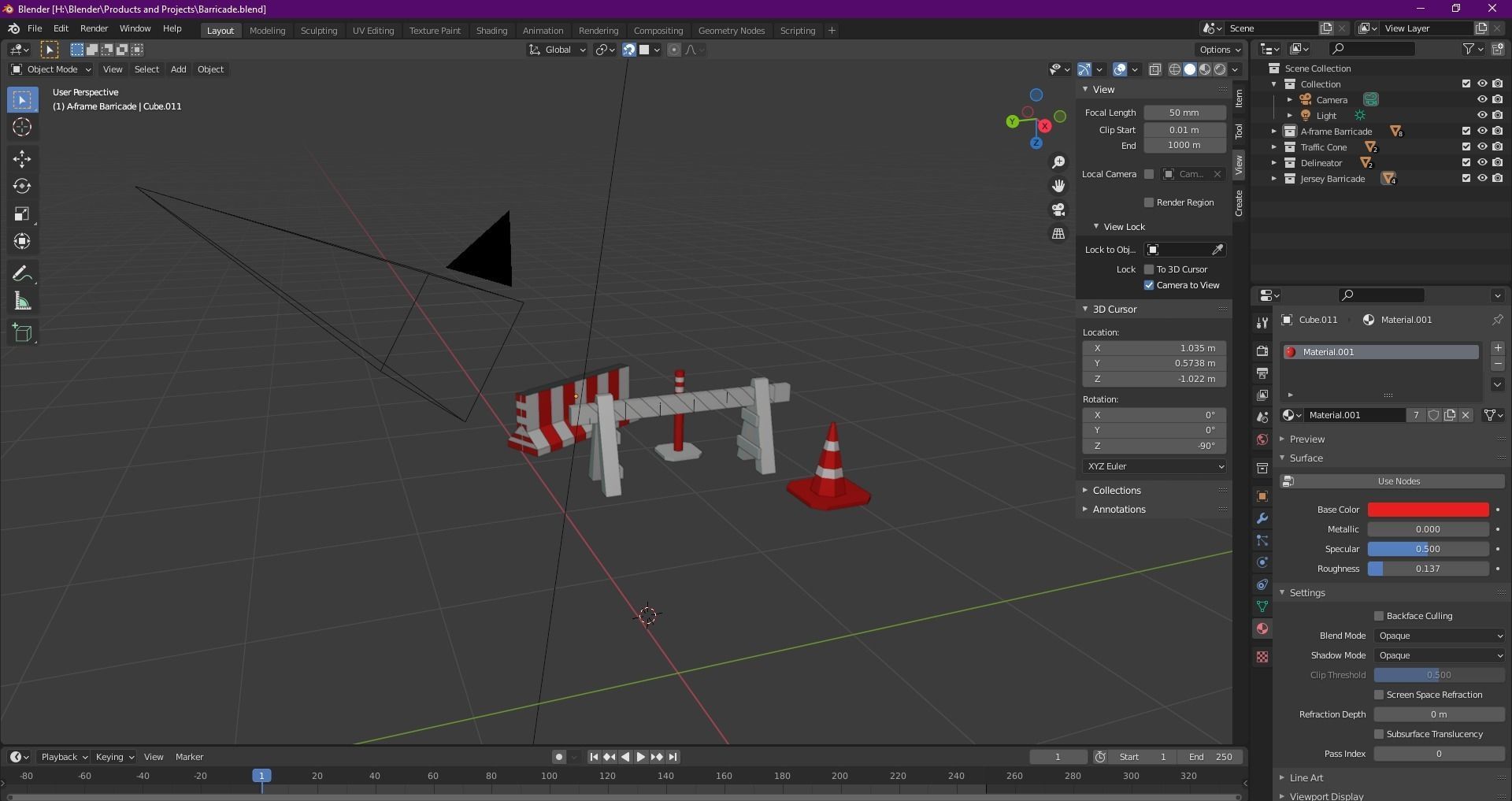 Jersey A - frame barricade Traffic Cone and Delineator free VR / AR ...