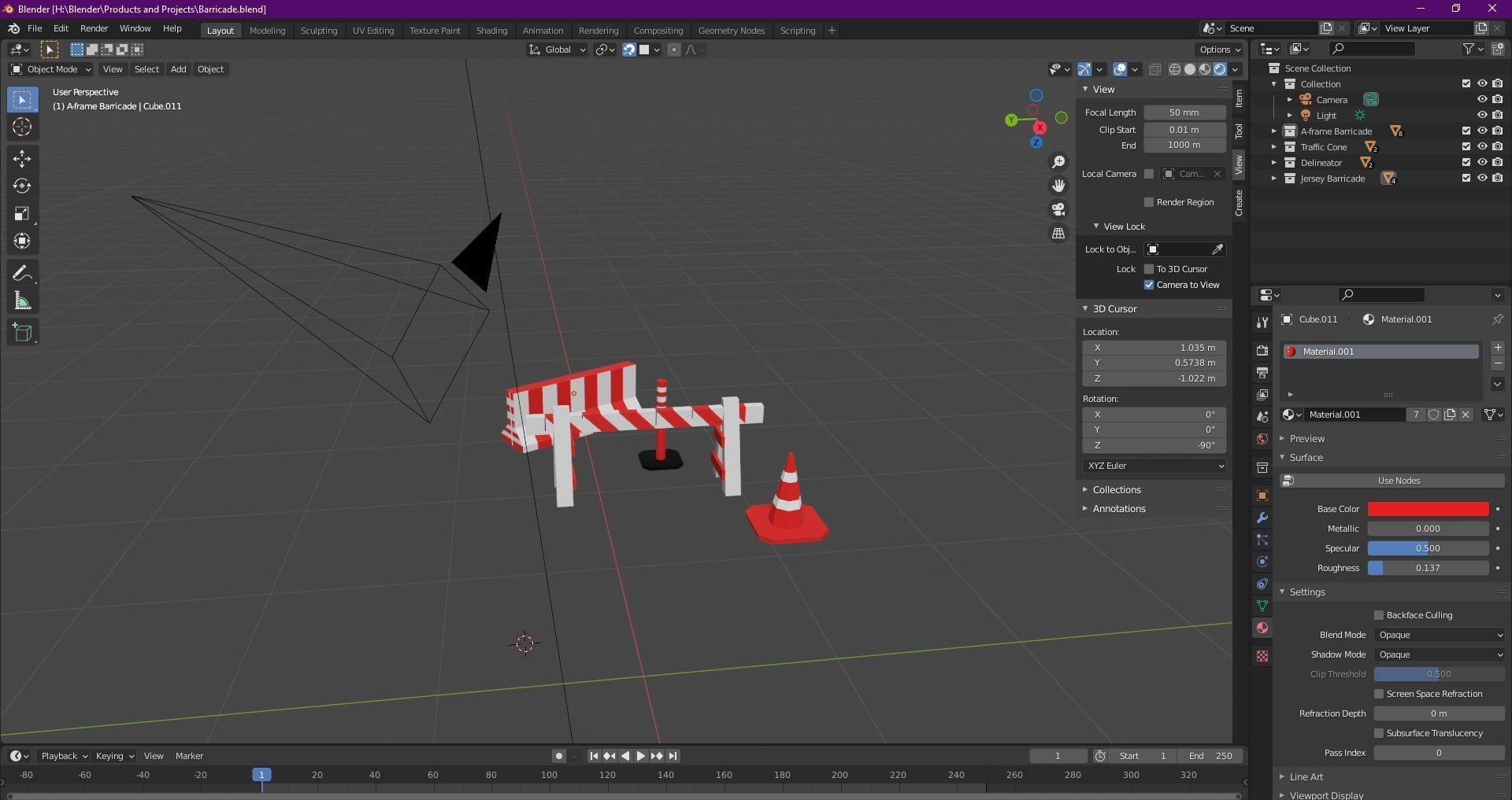 Jersey A - frame barricade Traffic Cone and Delineator free VR / AR ...