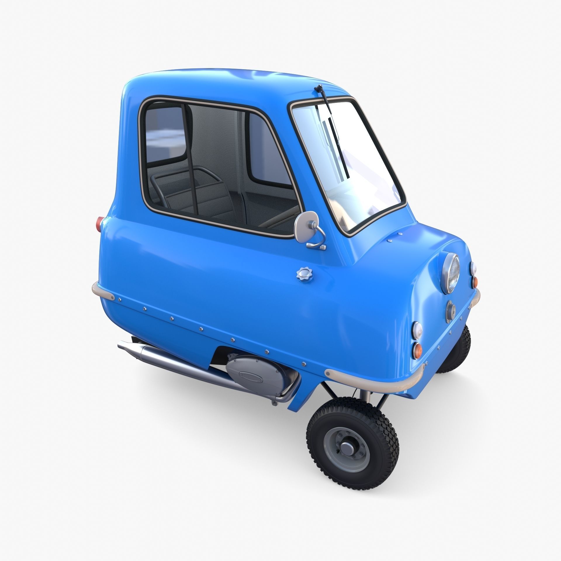 Peel P50 Blue with interior and chassis 3D model | CGTrader