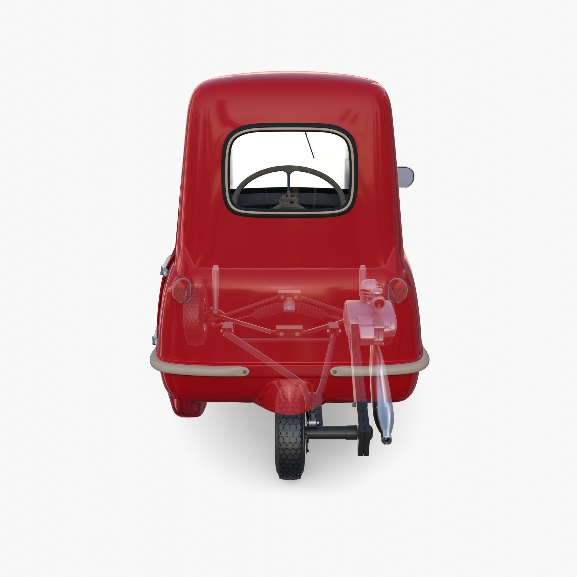 Peel P50 Red with interior and chassis 3D model | CGTrader