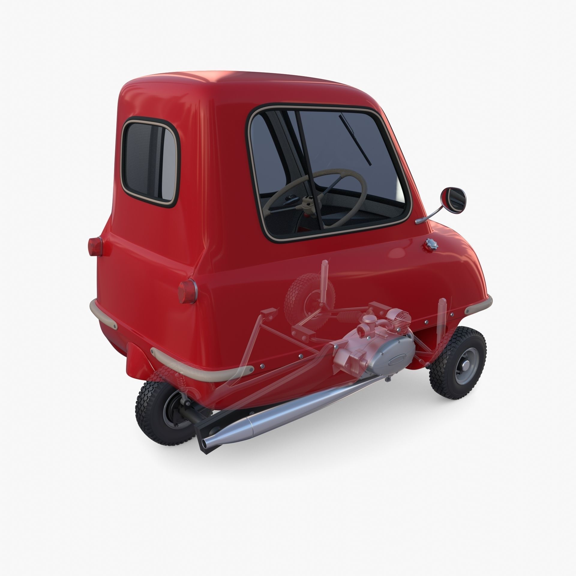 Peel P50 Red with interior and chassis 3D model | CGTrader