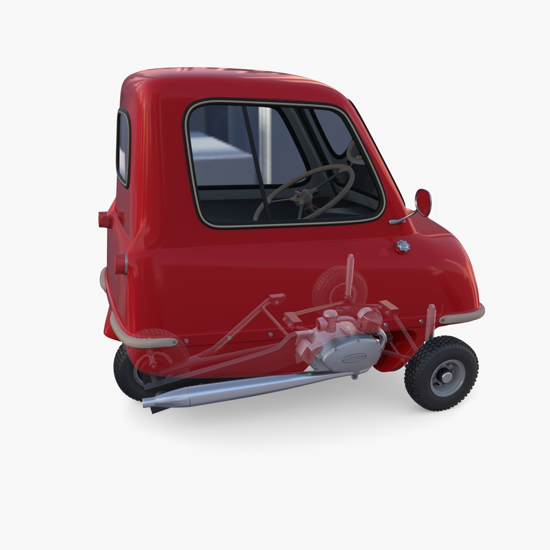 Peel P50 Red with interior and chassis 3D model | CGTrader