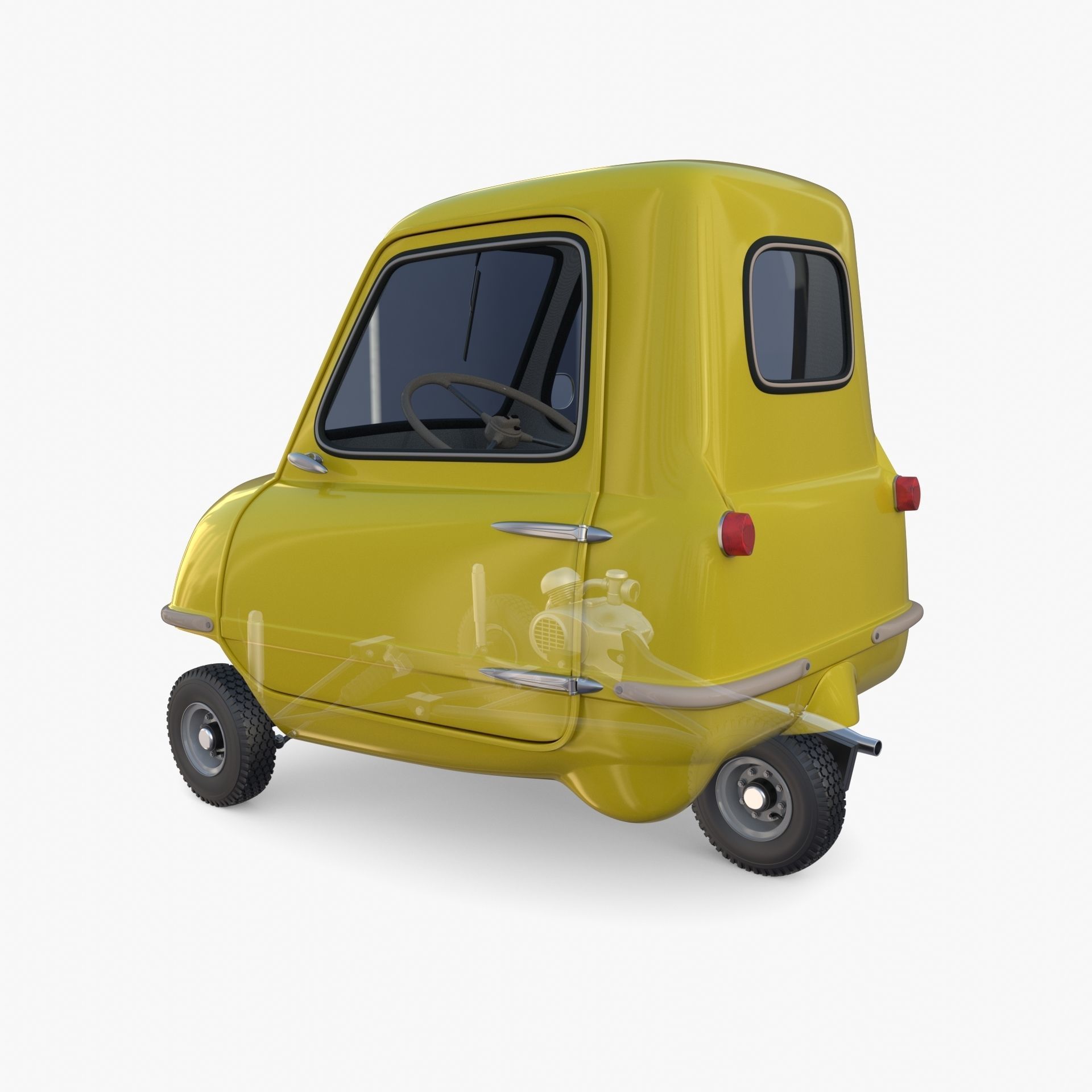 Peel P50 Yellow with interior and chassis 3D model | CGTrader