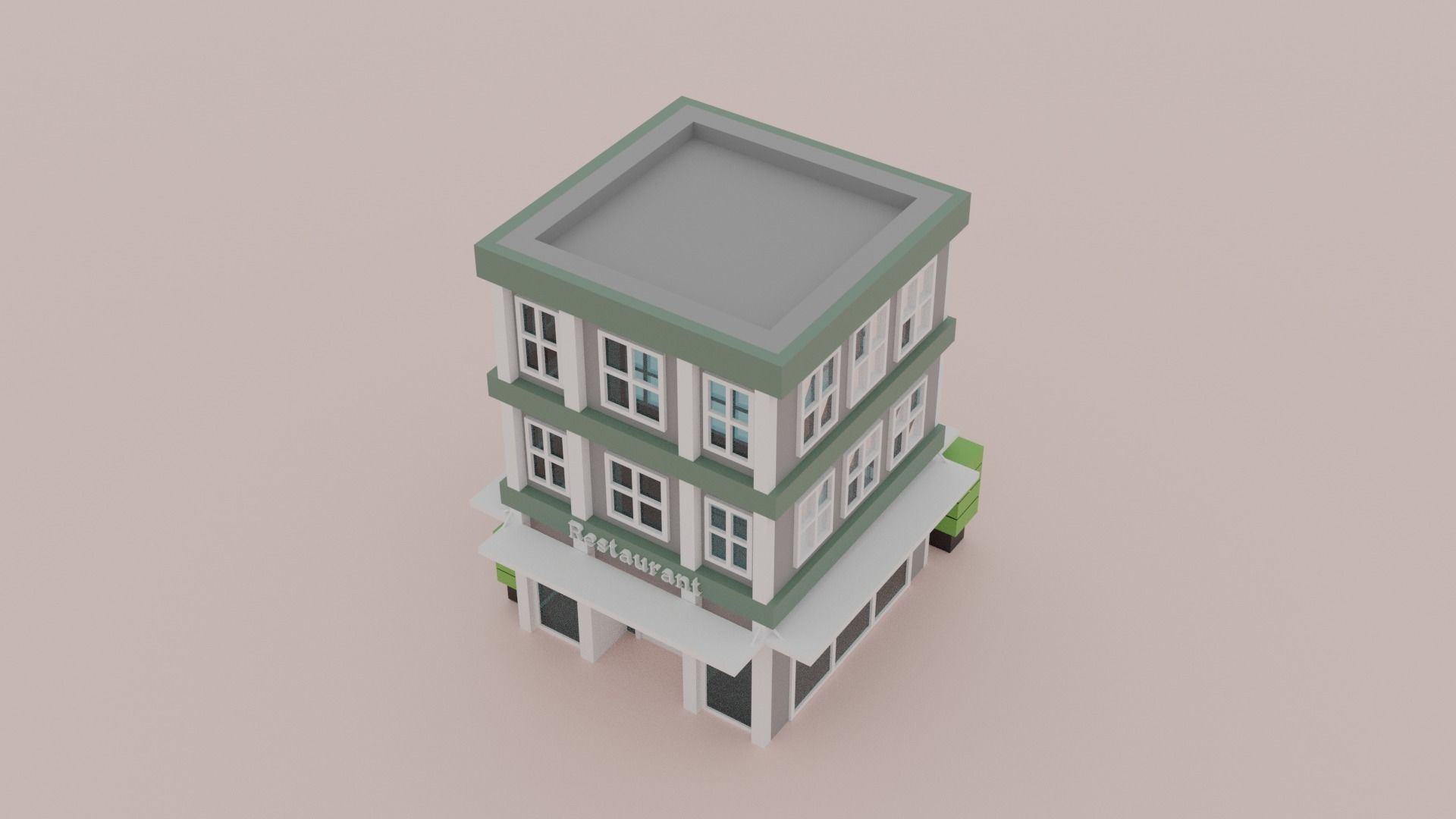 3D model Low Poly Restaurant building VR / AR / low-poly | CGTrader