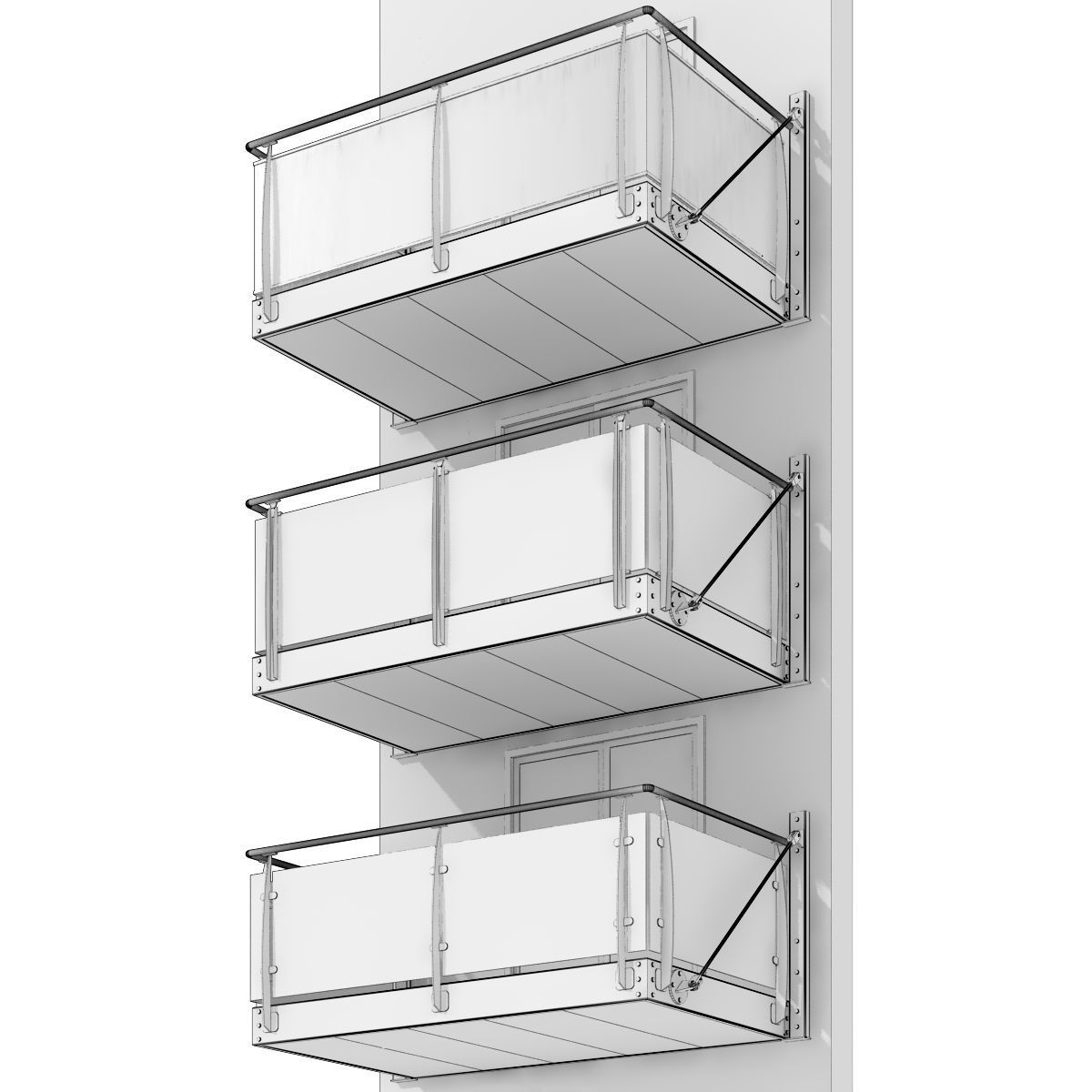 Metal balcony 3 types of console balconies 3D model | CGTrader