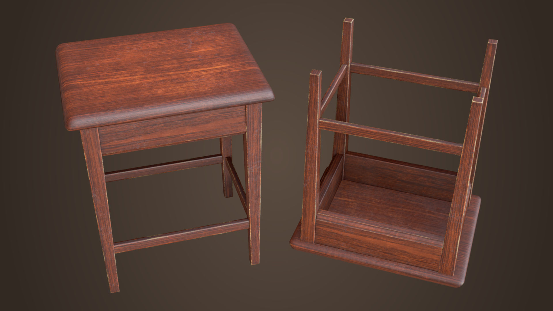 3D model Old vintage simple stool VR / AR / low-poly | CGTrader
