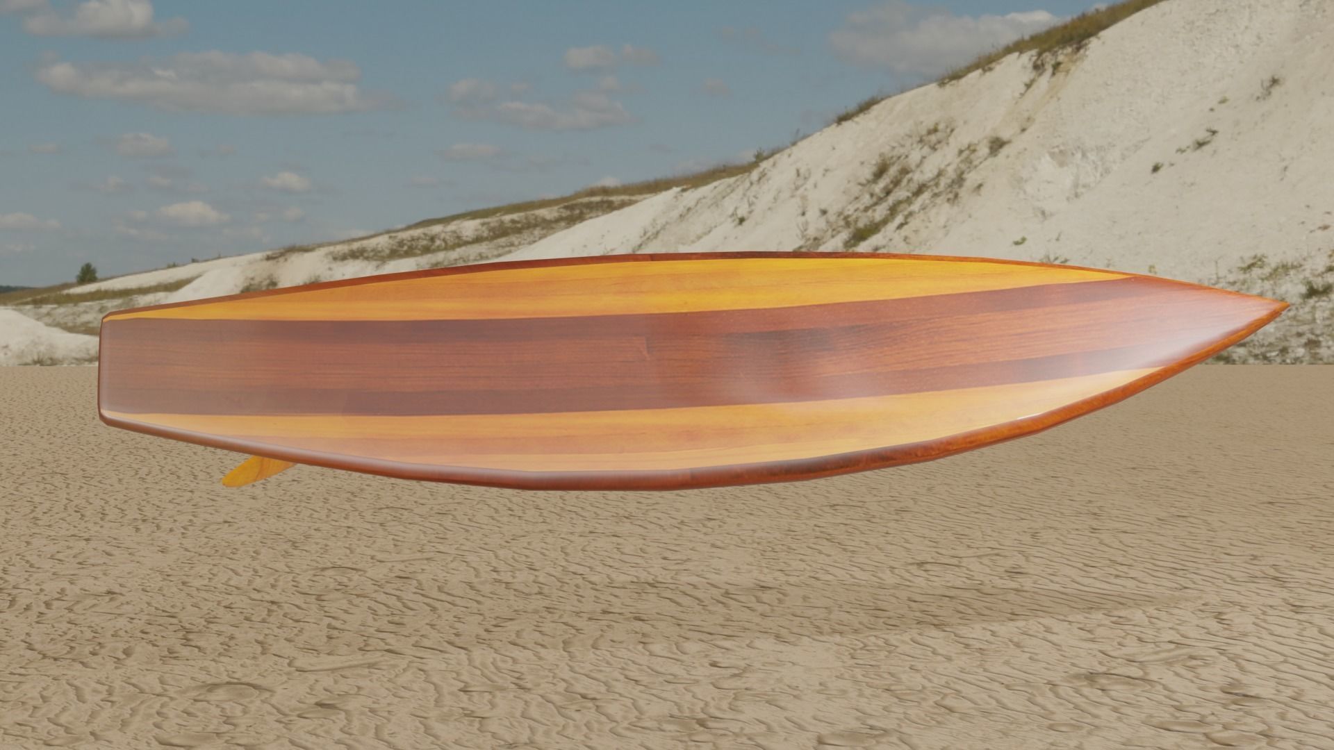 3D model Wooden realistic surfboard VR / AR / low-poly | CGTrader