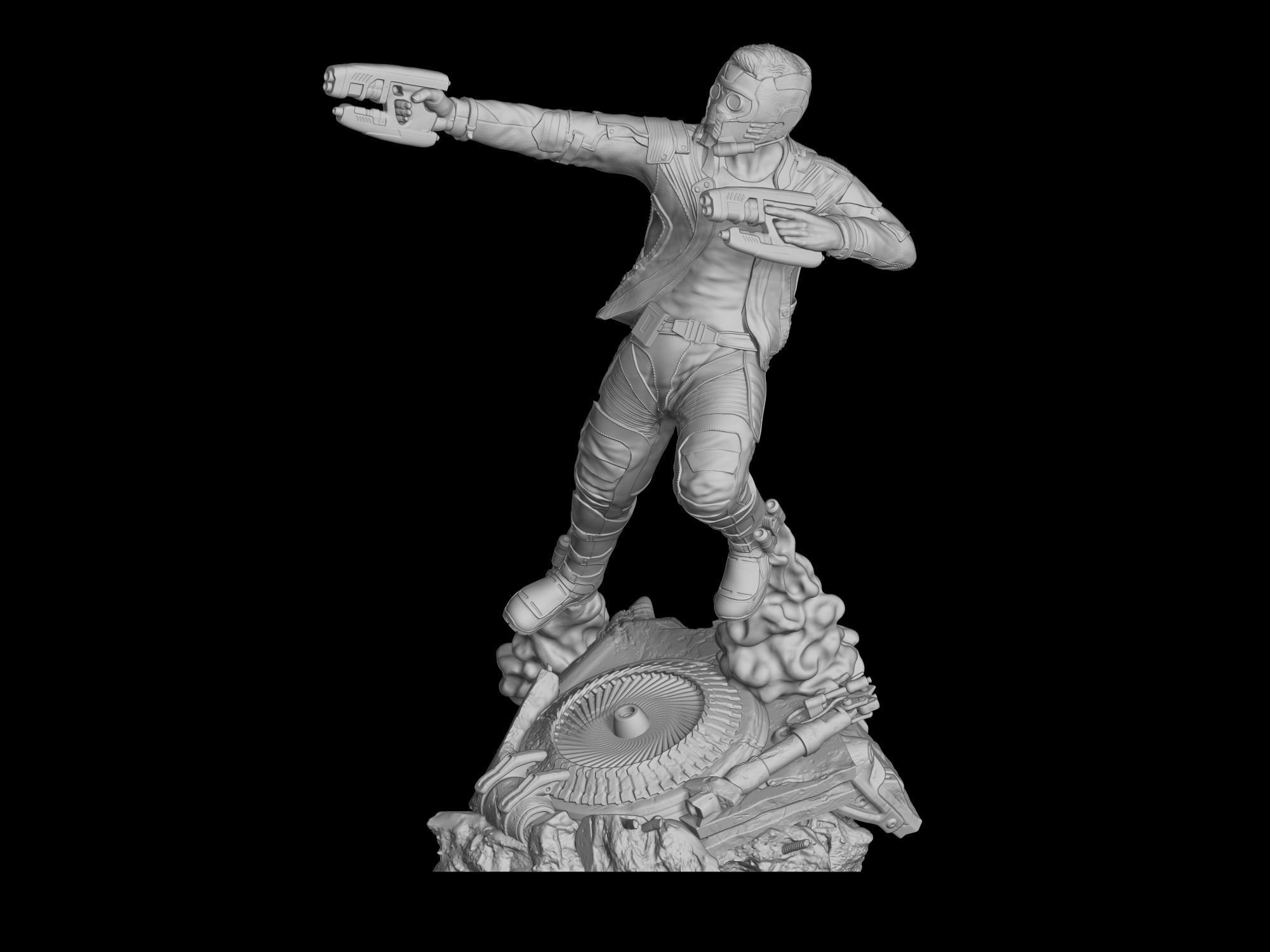 Starlord statue of man jumping on disc 3D model 3D printable | CGTrader