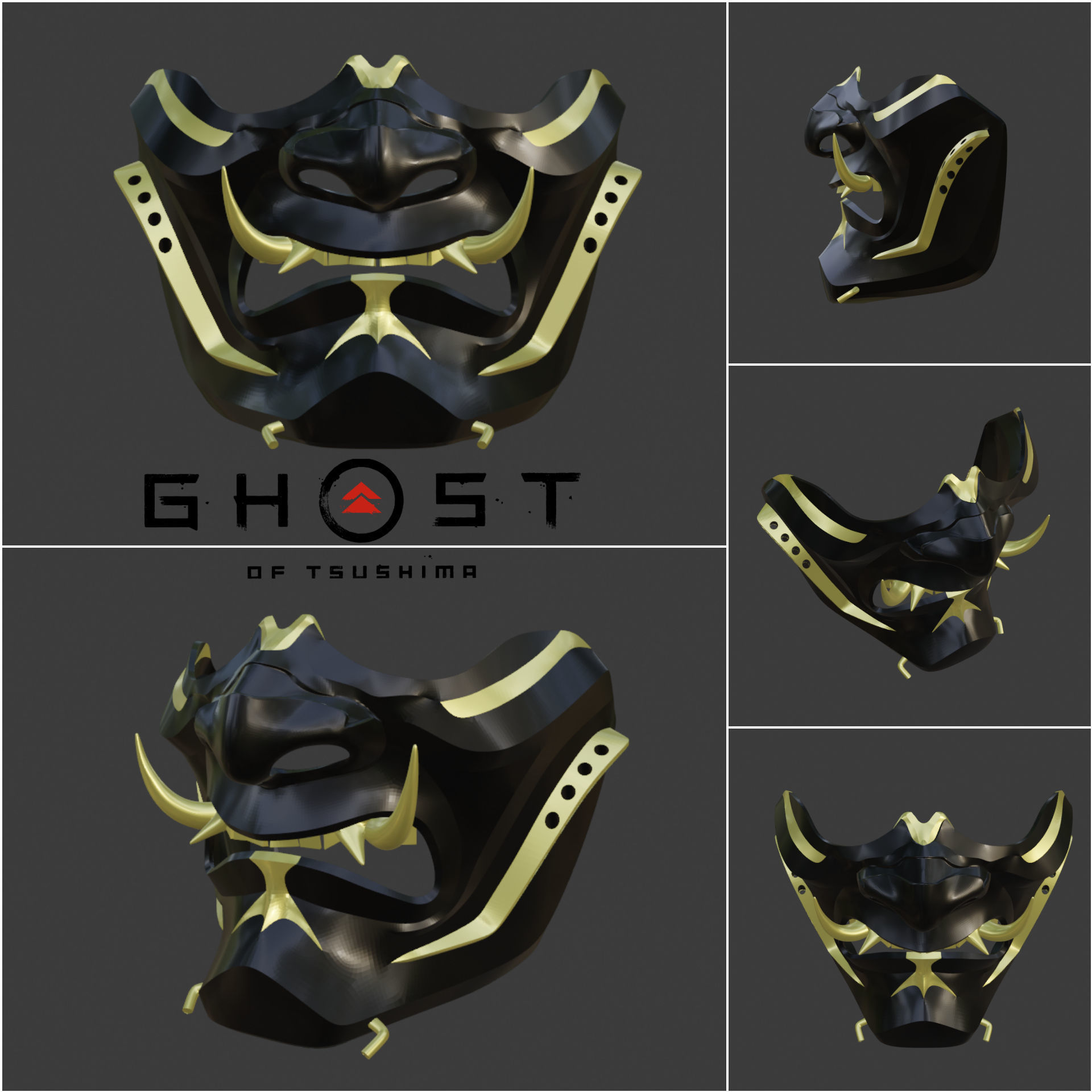 Jin Sakai mask - Guardians scowl from Ghost of Tsushima 3D model 3D ...