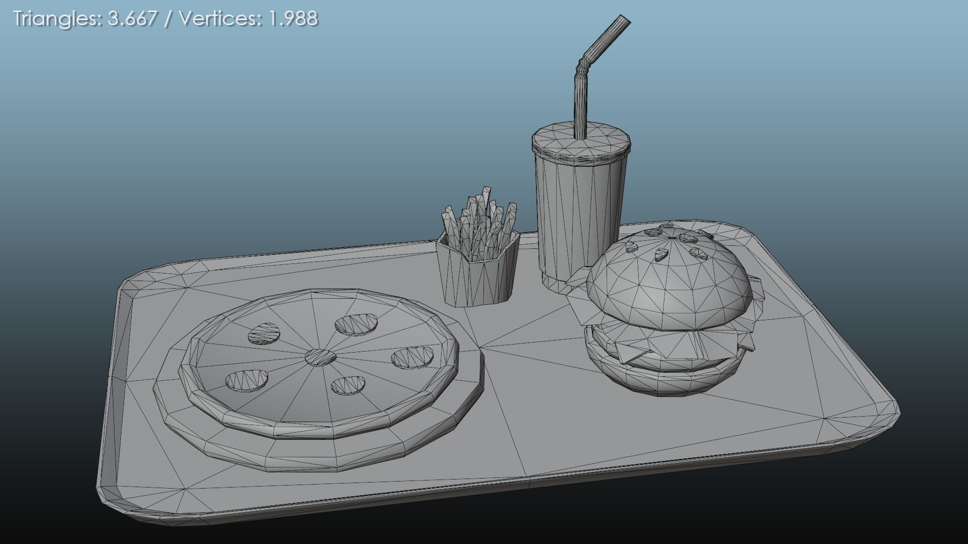 Fast Food Stylized Low-Poly Pack free VR / AR / low-poly 3D model ...