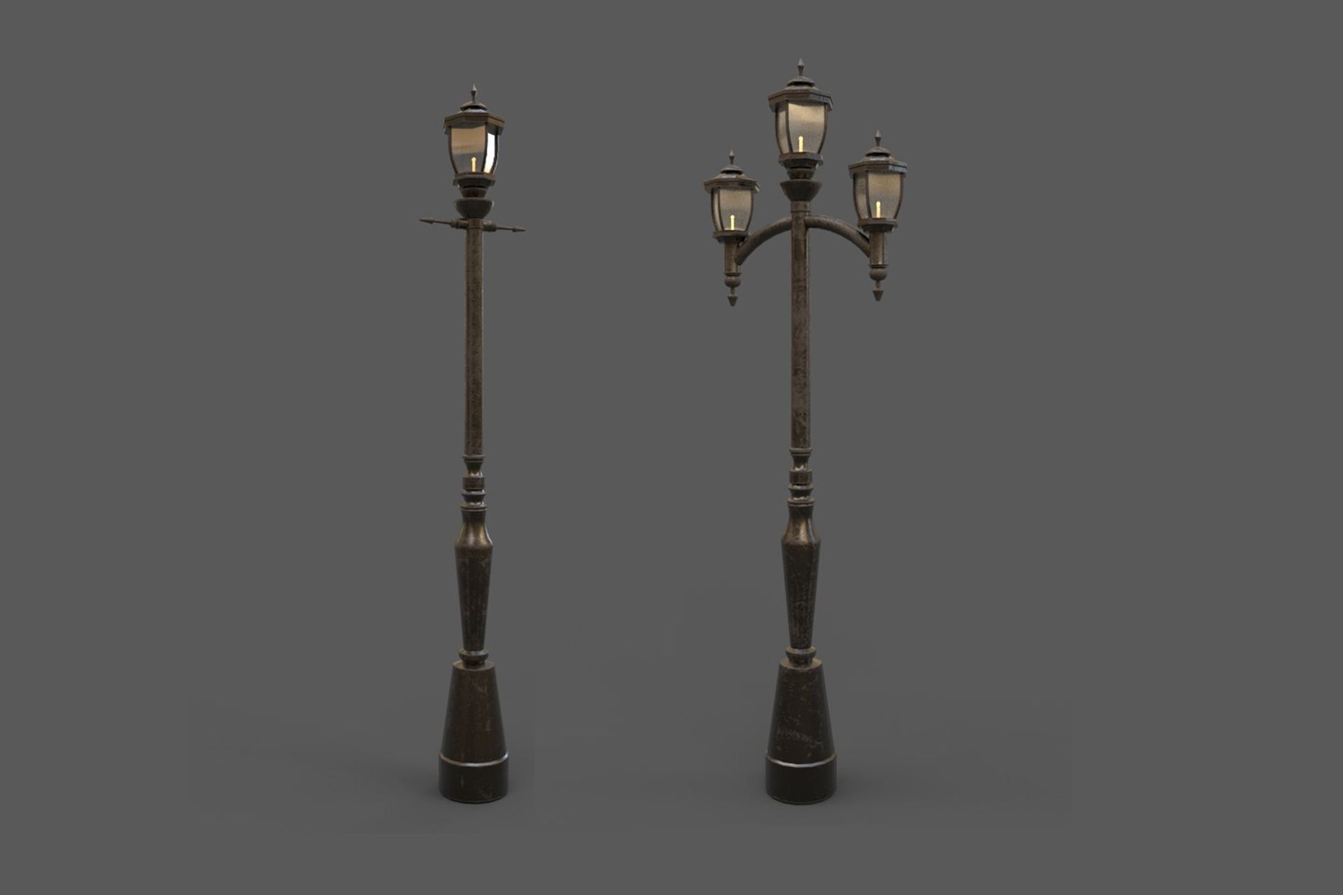 3D model Two Street Lamps Victorian Style 3D Model VR / AR / low-poly ...
