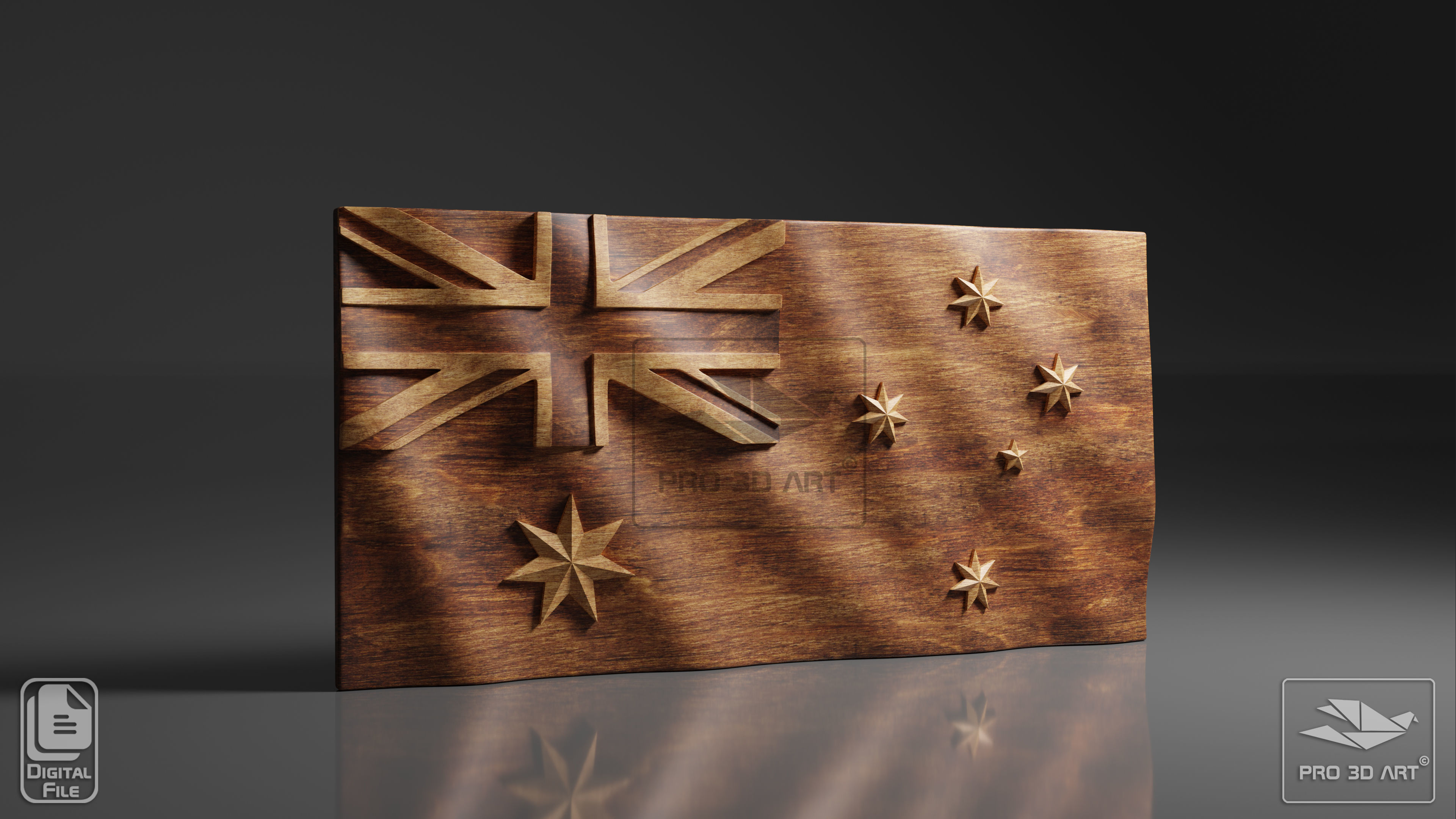Australia Wavy Flag - CNC Files For Wood 3D STL Model 3D model | CGTrader