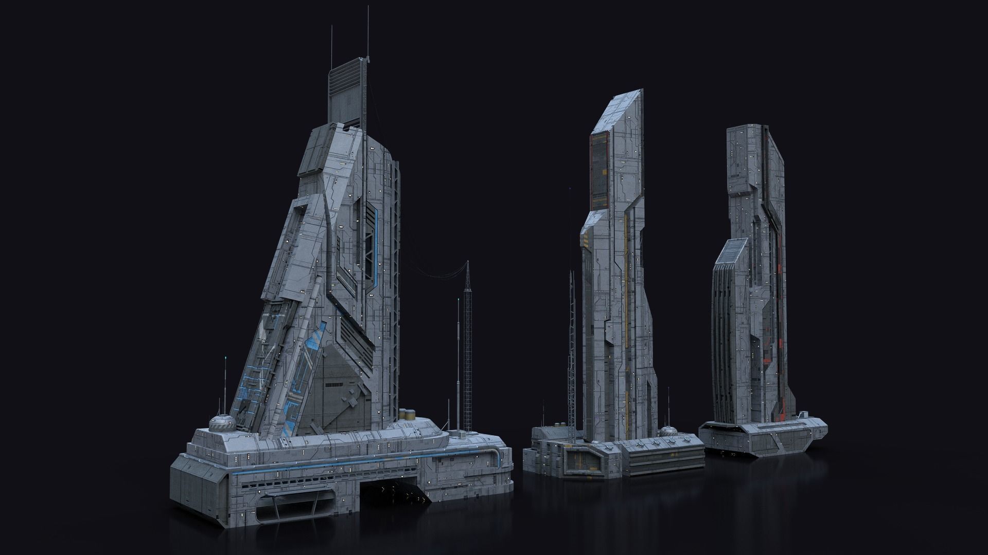 Scifi Building futuristic Building Kitbash Bundle Vol 1 3D model | CGTrader