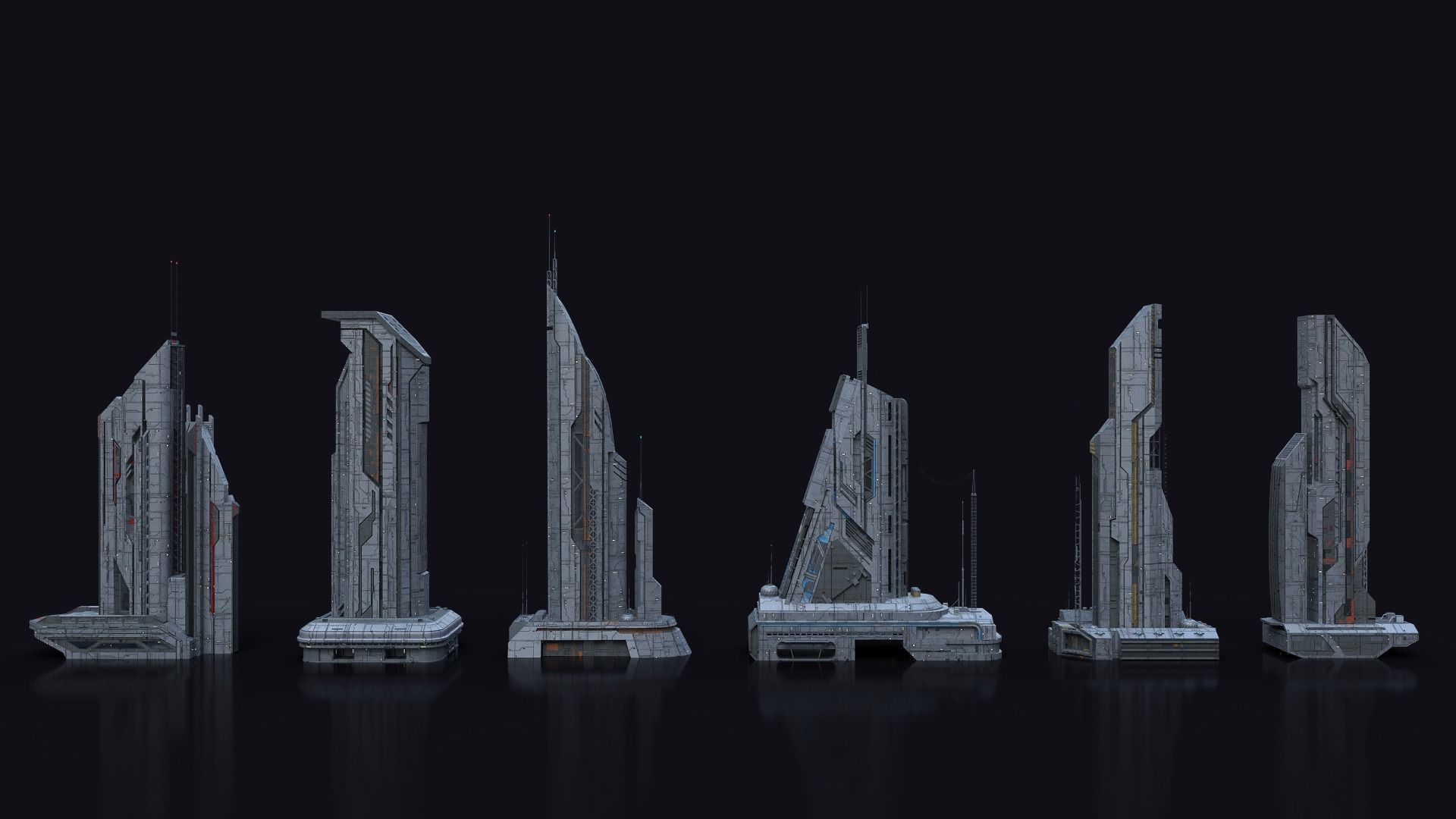 Scifi Building futuristic Building Kitbash Bundle Vol 1 3D model | CGTrader