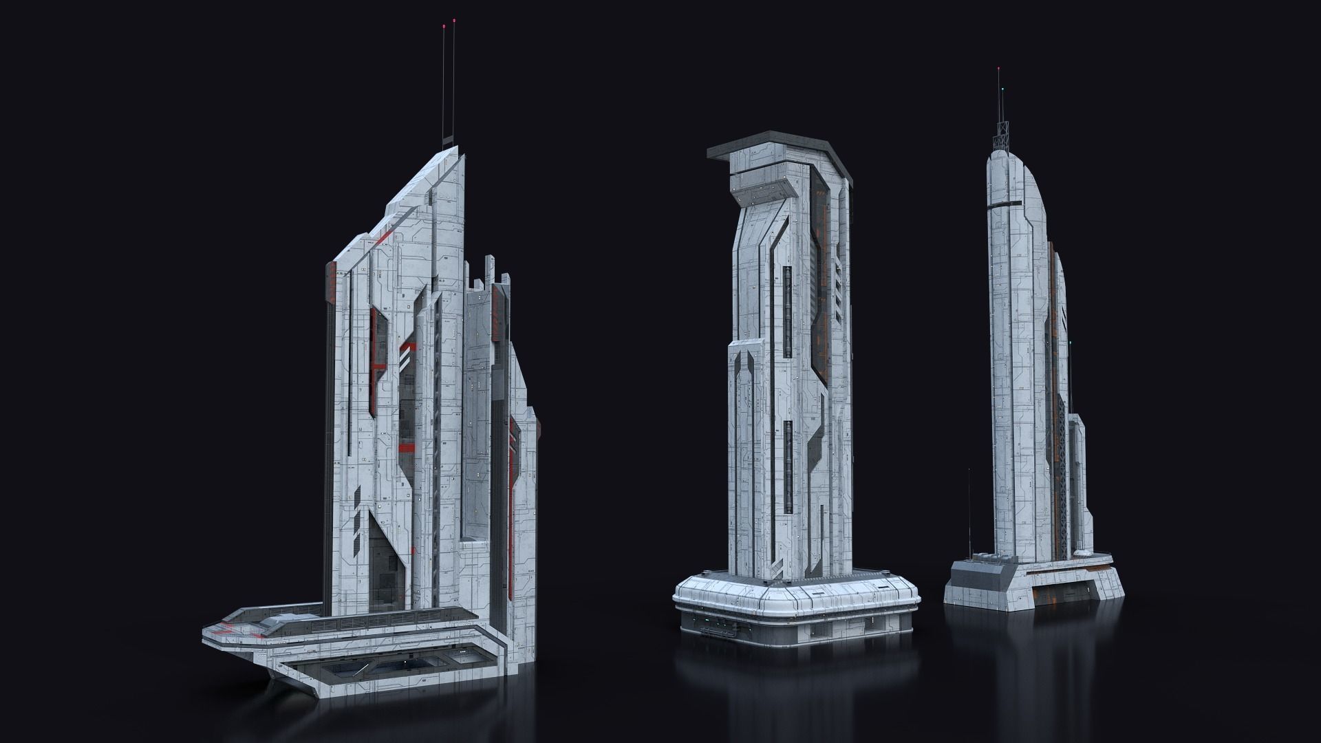 Scifi Building futuristic Building Kitbash Bundle Vol 1 3D model | CGTrader