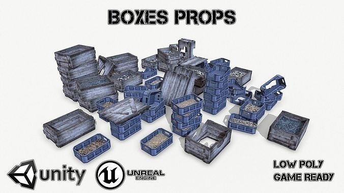 3D model Boxes props VR / AR / low-poly | CGTrader