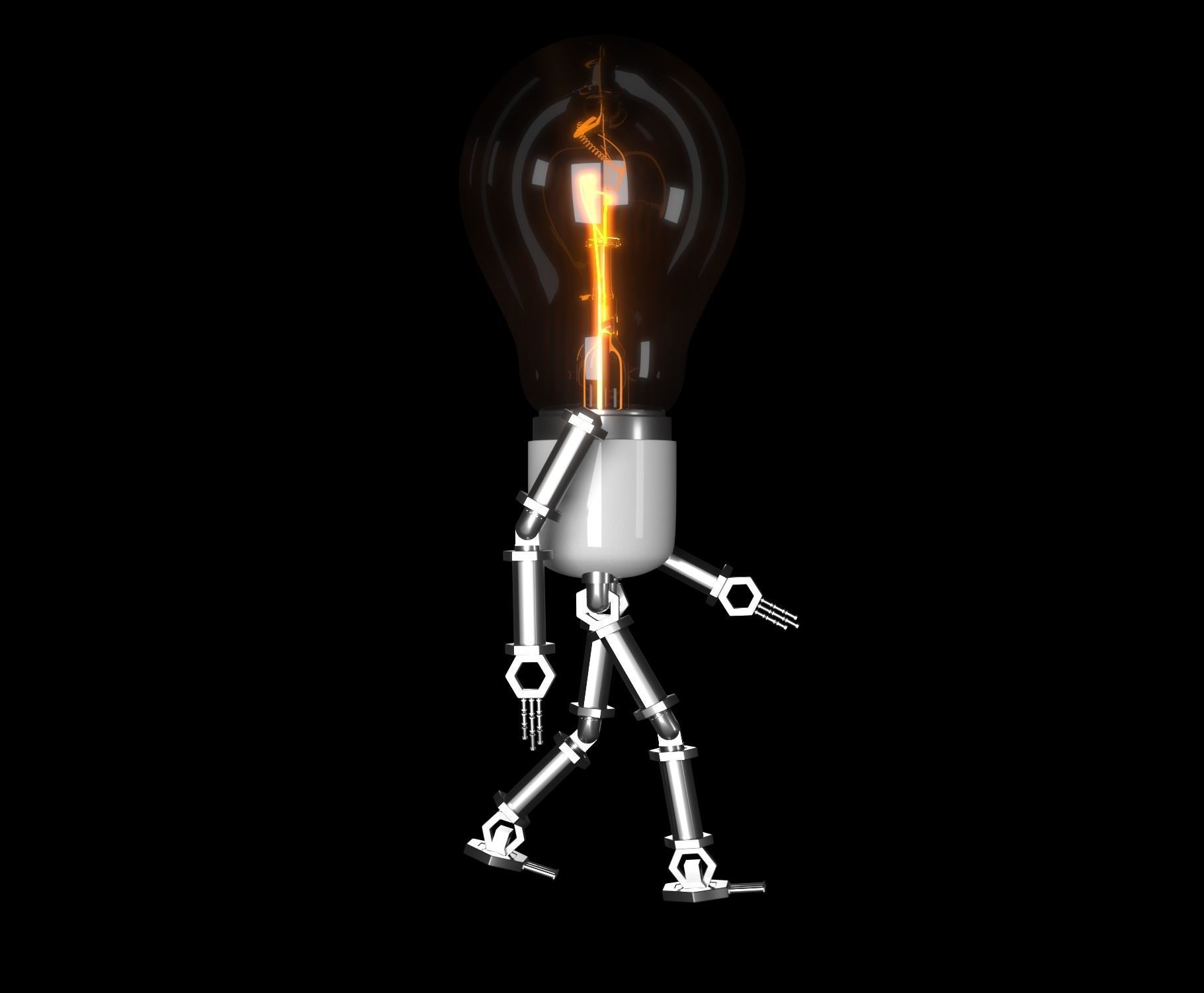 Light Bulb Robot Rigged 3D model rigged | CGTrader