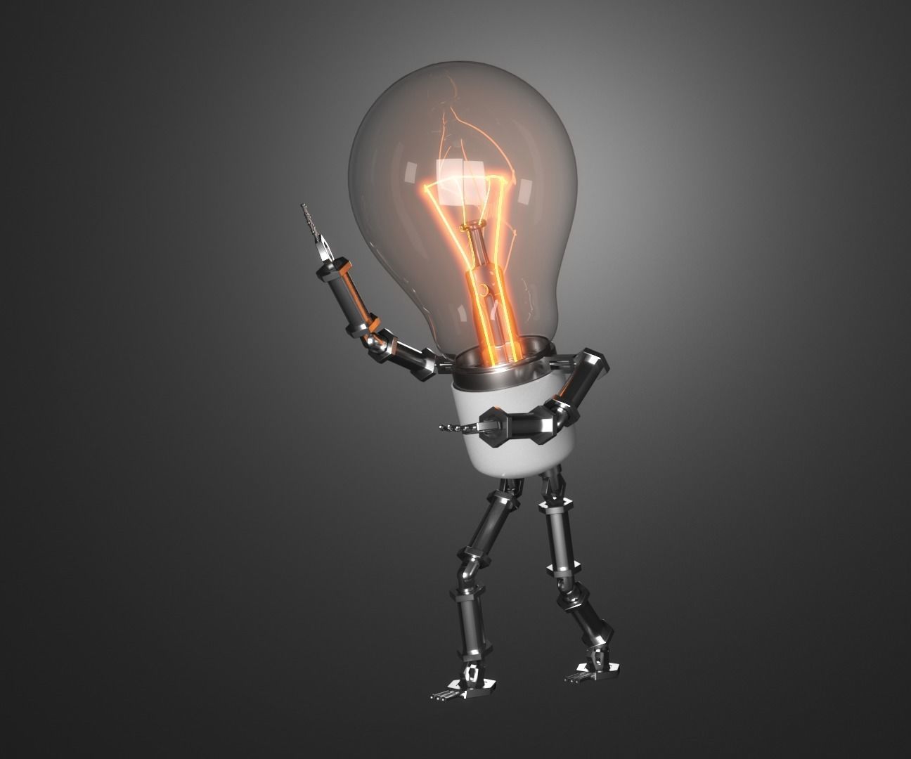 Light Bulb Robot Rigged 3D model rigged | CGTrader