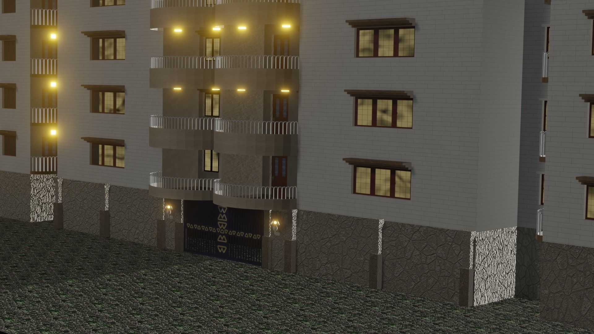 Apartments Low Poly apartment building free VR / AR / low-poly 3D model ...