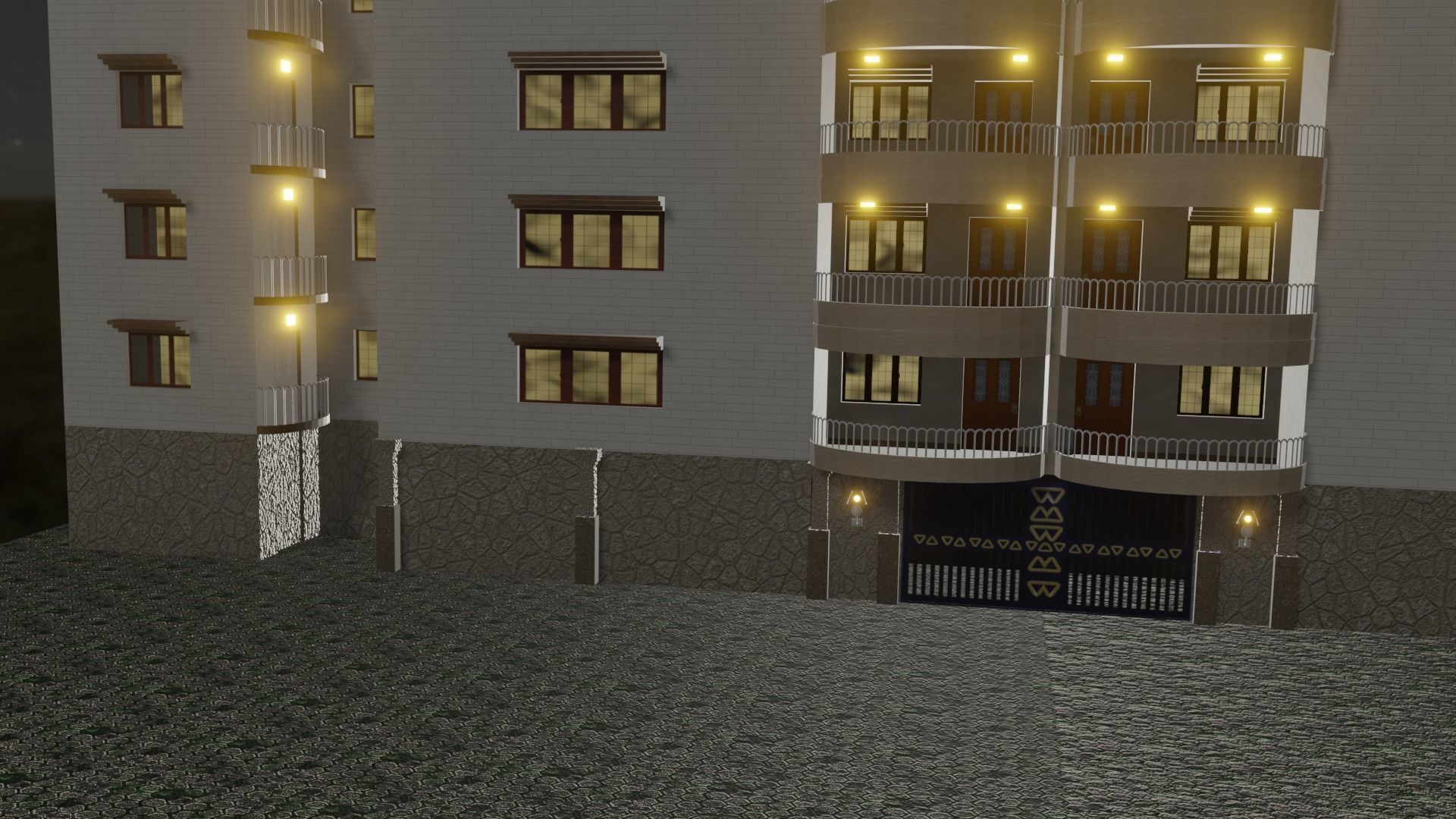 Apartments Low Poly apartment building free VR / AR / low-poly 3D model ...