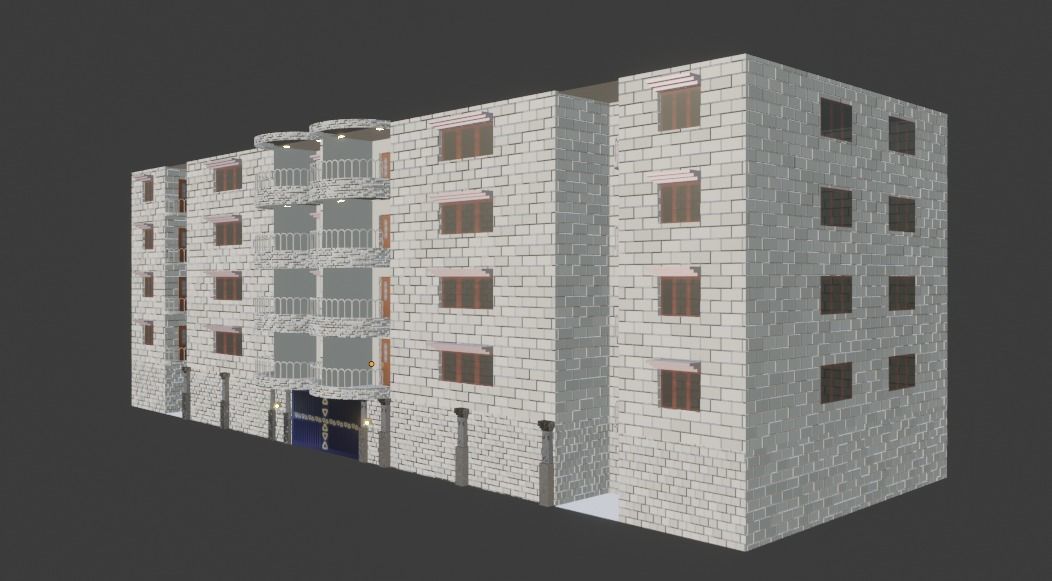 Apartments Low Poly apartment building free VR / AR / low-poly 3D model ...