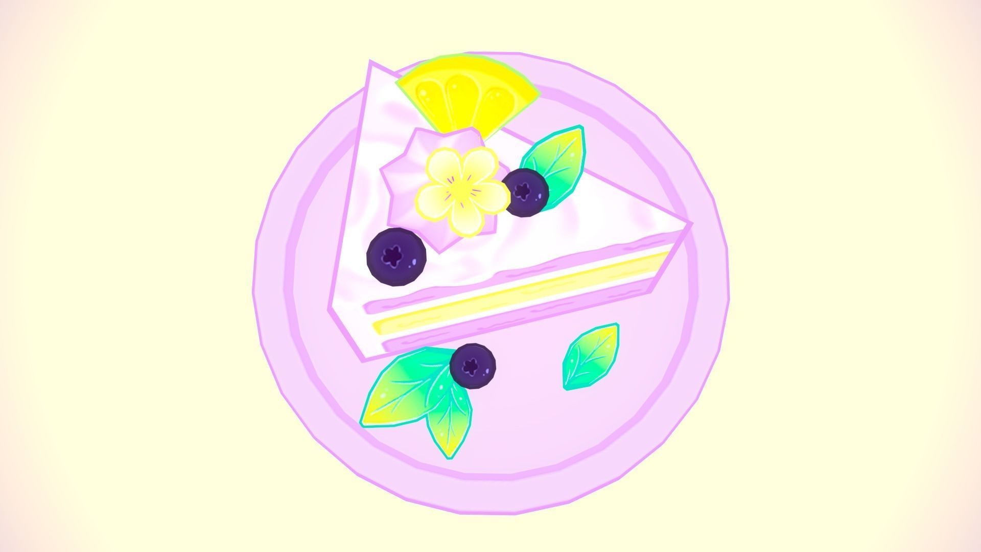 3D model Lemon Blueberry Cheesecake Cake VR / AR / low-poly | CGTrader