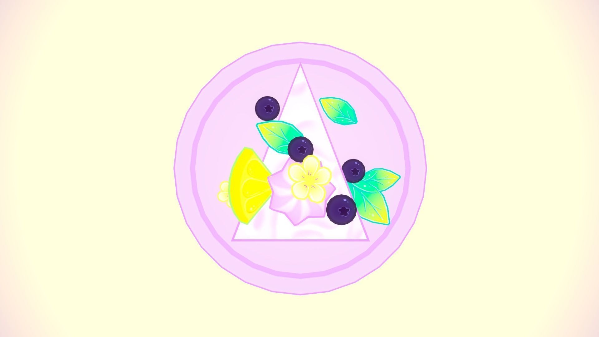 3D model Lemon Blueberry Cheesecake Cake VR / AR / low-poly | CGTrader