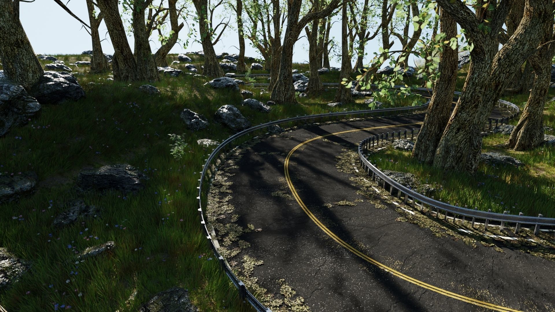 Car in Forest Highway Scene 3D model | CGTrader