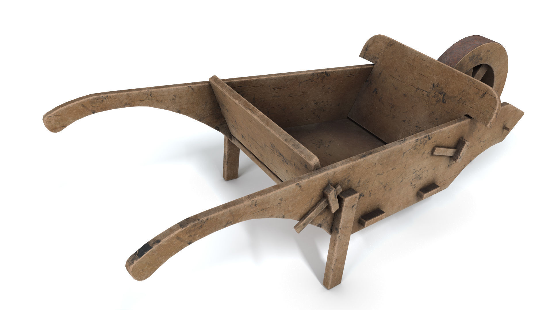 3D model Wooden Wheelbarrow - Low Poly VR / AR / low-poly | CGTrader