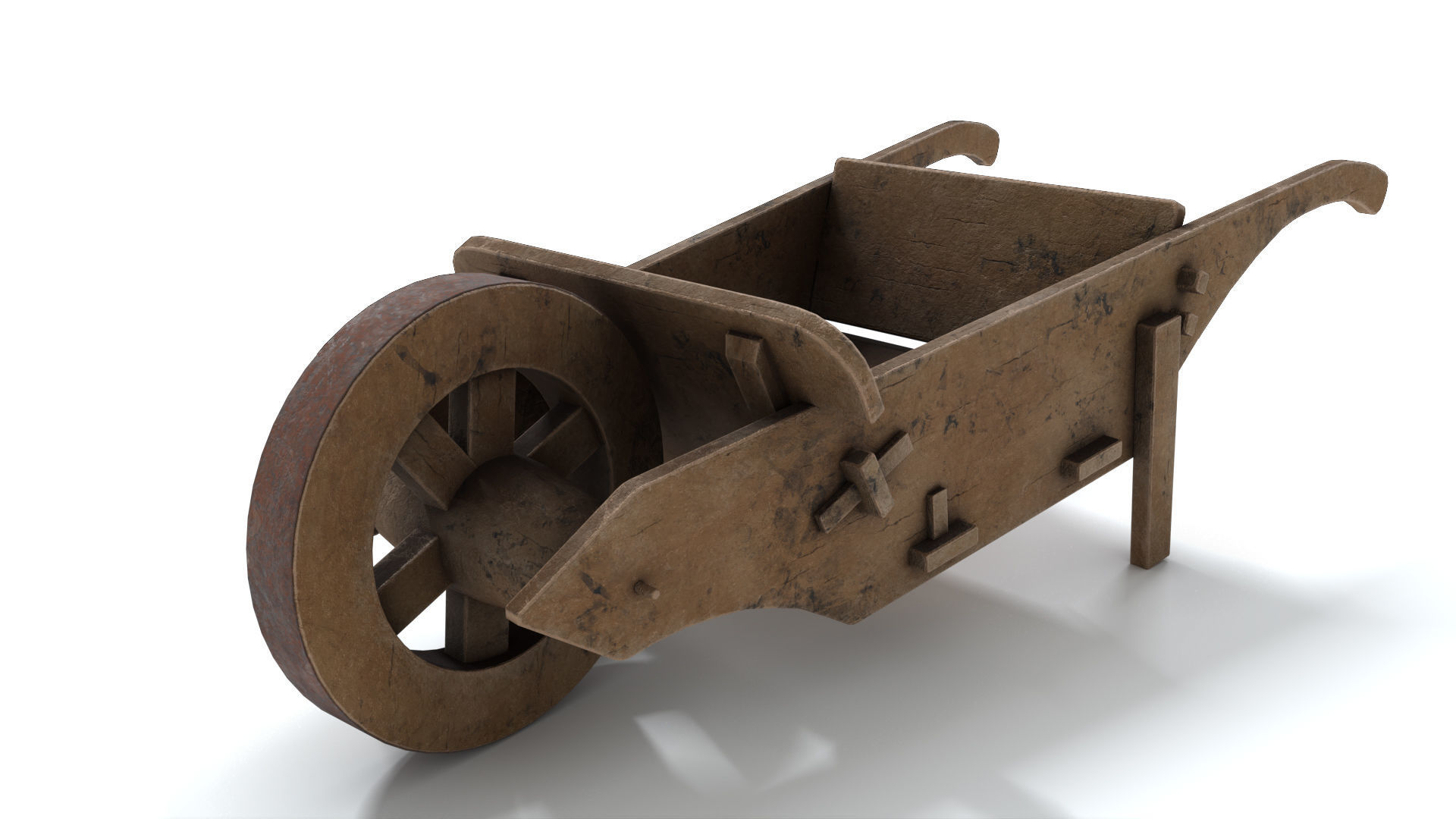 3D model Wooden Wheelbarrow - Low Poly VR / AR / low-poly | CGTrader