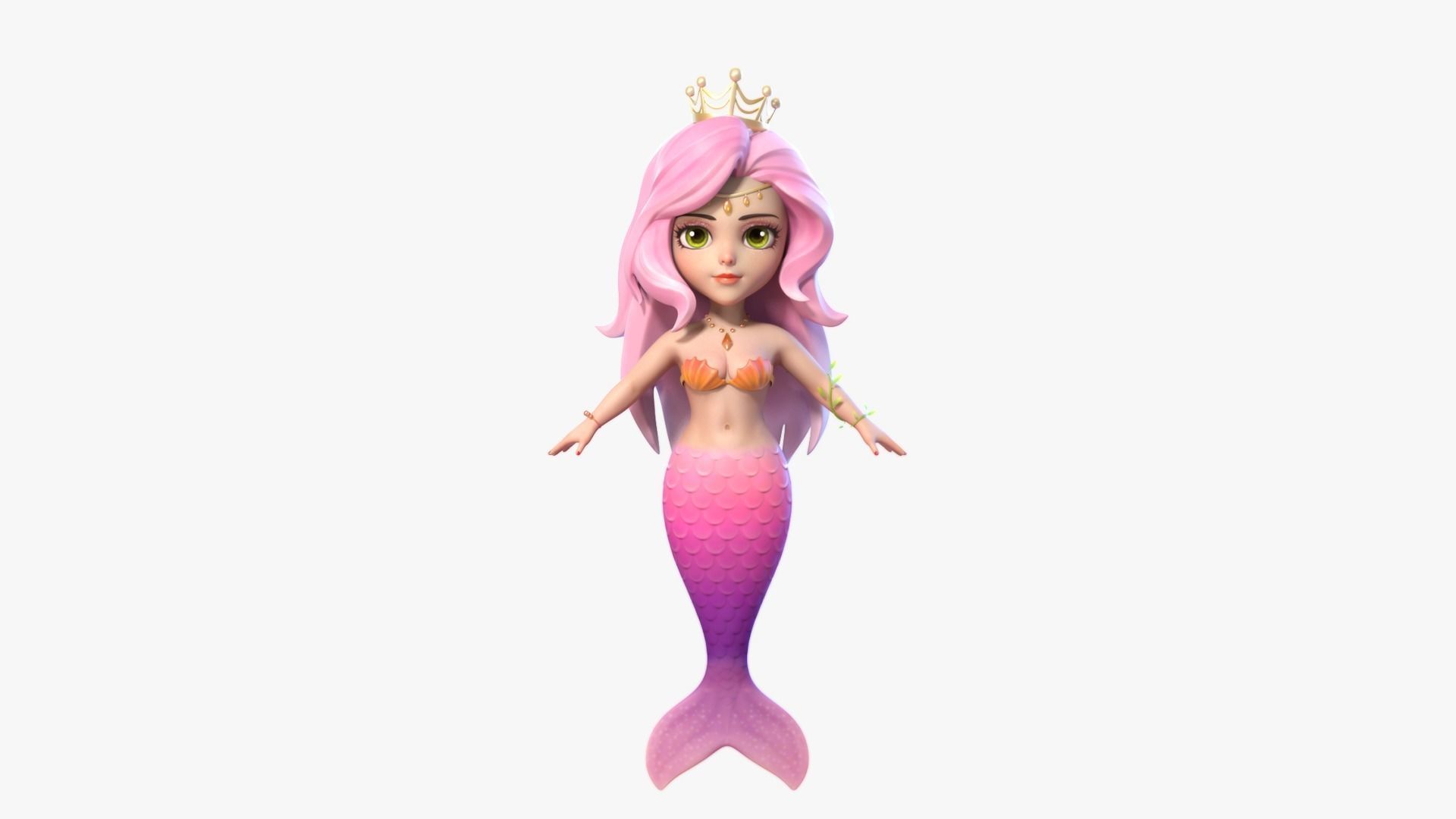 cartoon mermaid sea-maid girl cutey 3D model | CGTrader