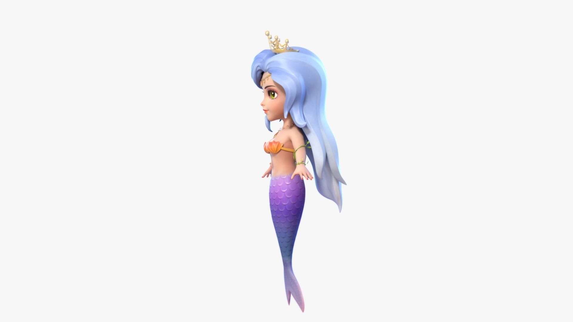 cartoon mermaid sea-maid girl cutey 3D model | CGTrader