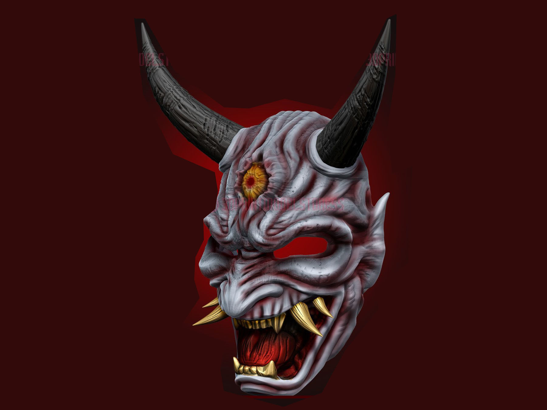 The Oni Mask Halloween Cosplay Mask 3D model 3D printable | CGTrader