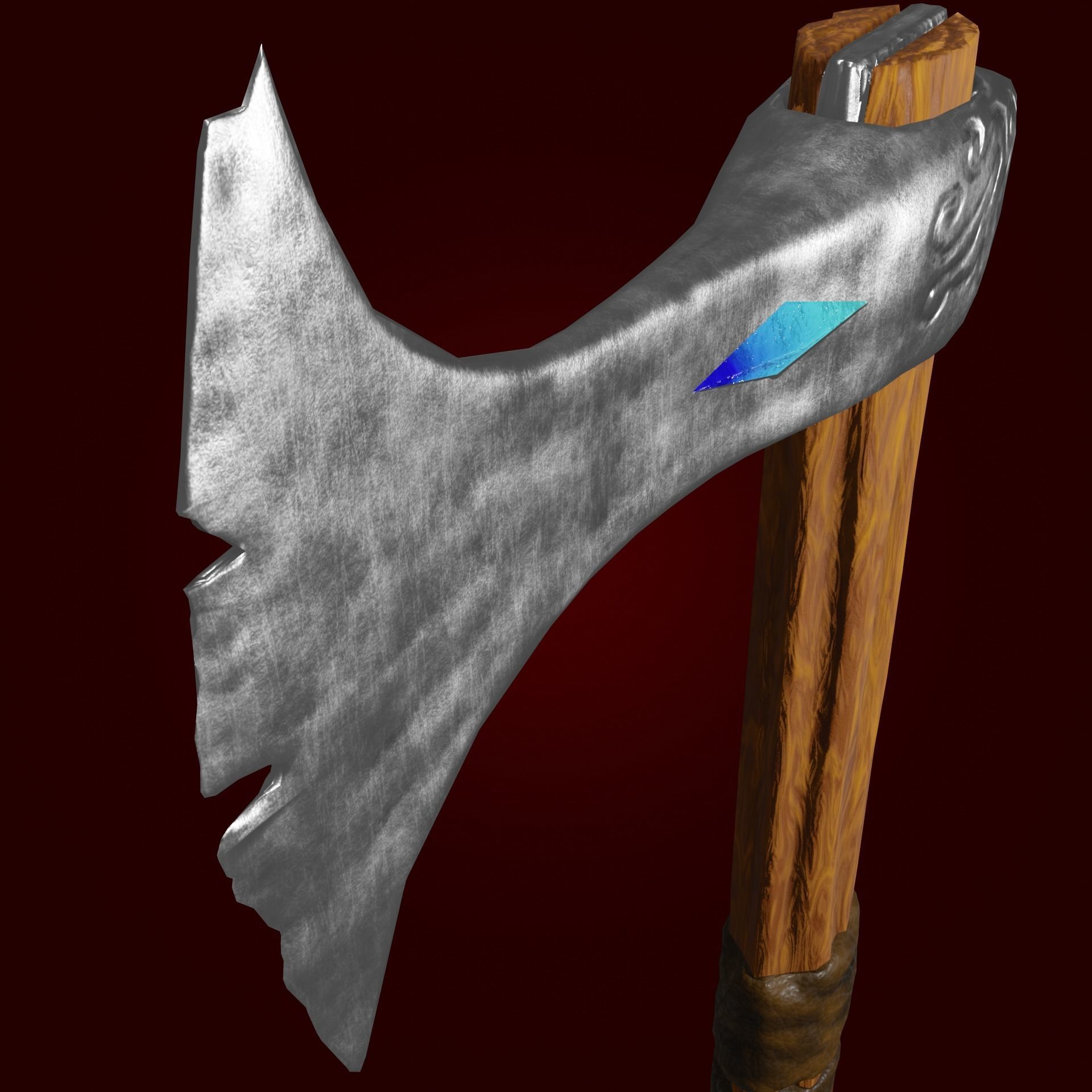 3D model Stylized Hatchet Weapon with crystal PBR low-poly game ready ...