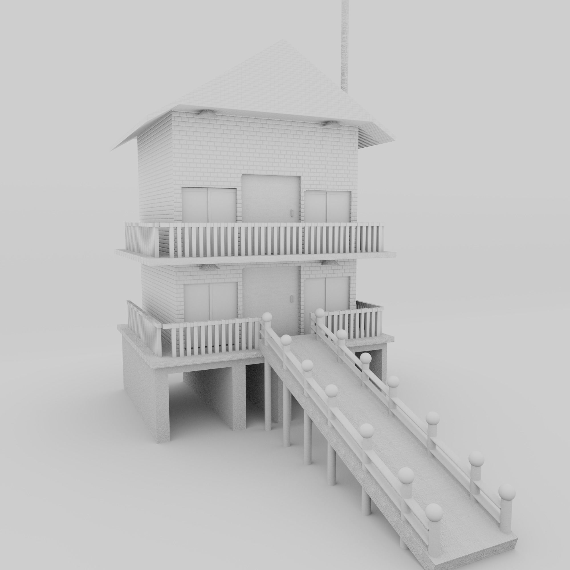 3D model Floating House 3D model with textures VR / AR / low-poly ...