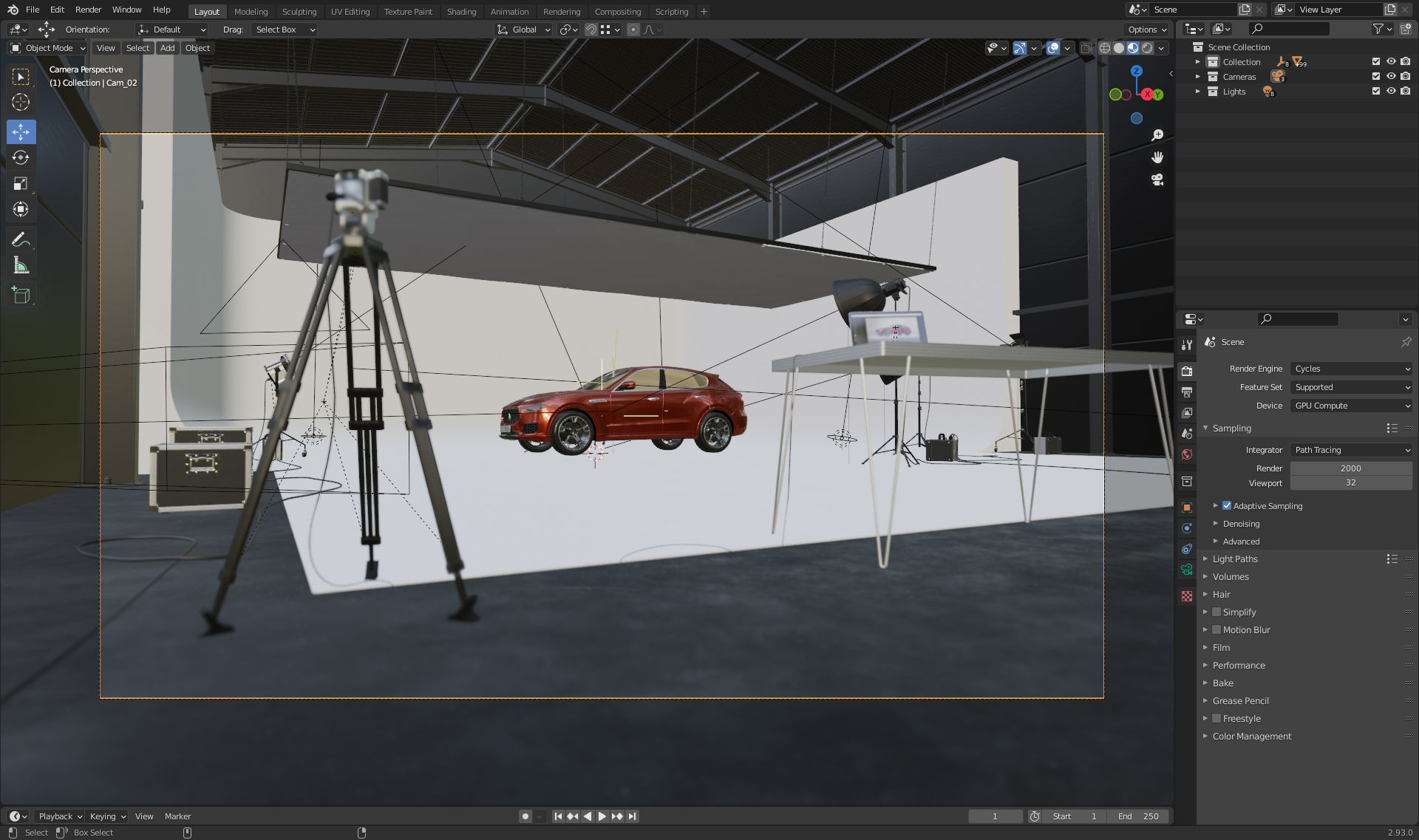 Automotive photo studio for Blender Cycles SWR2 3D model | CGTrader