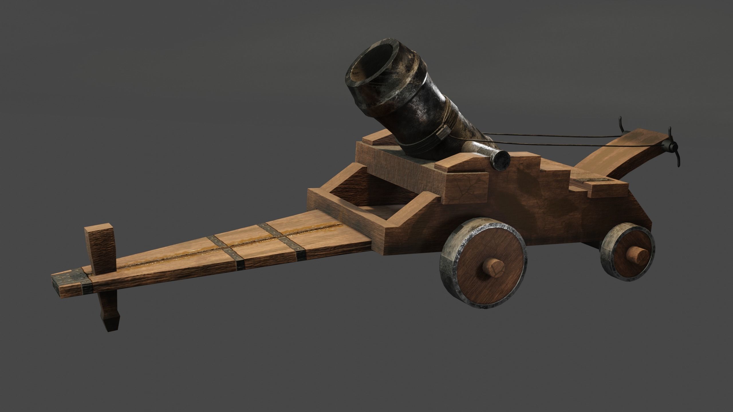 3D model Stylized Mortar Weapon Wood 4k Textures PBR Low-poly game ...