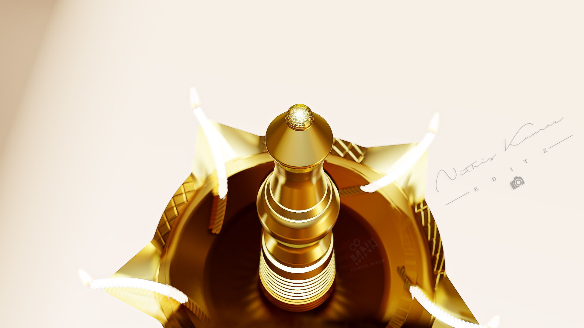 Kuthu Vilakku God Pooja Oil Lamp Brass Gold Kerala Traditional 3D model ...