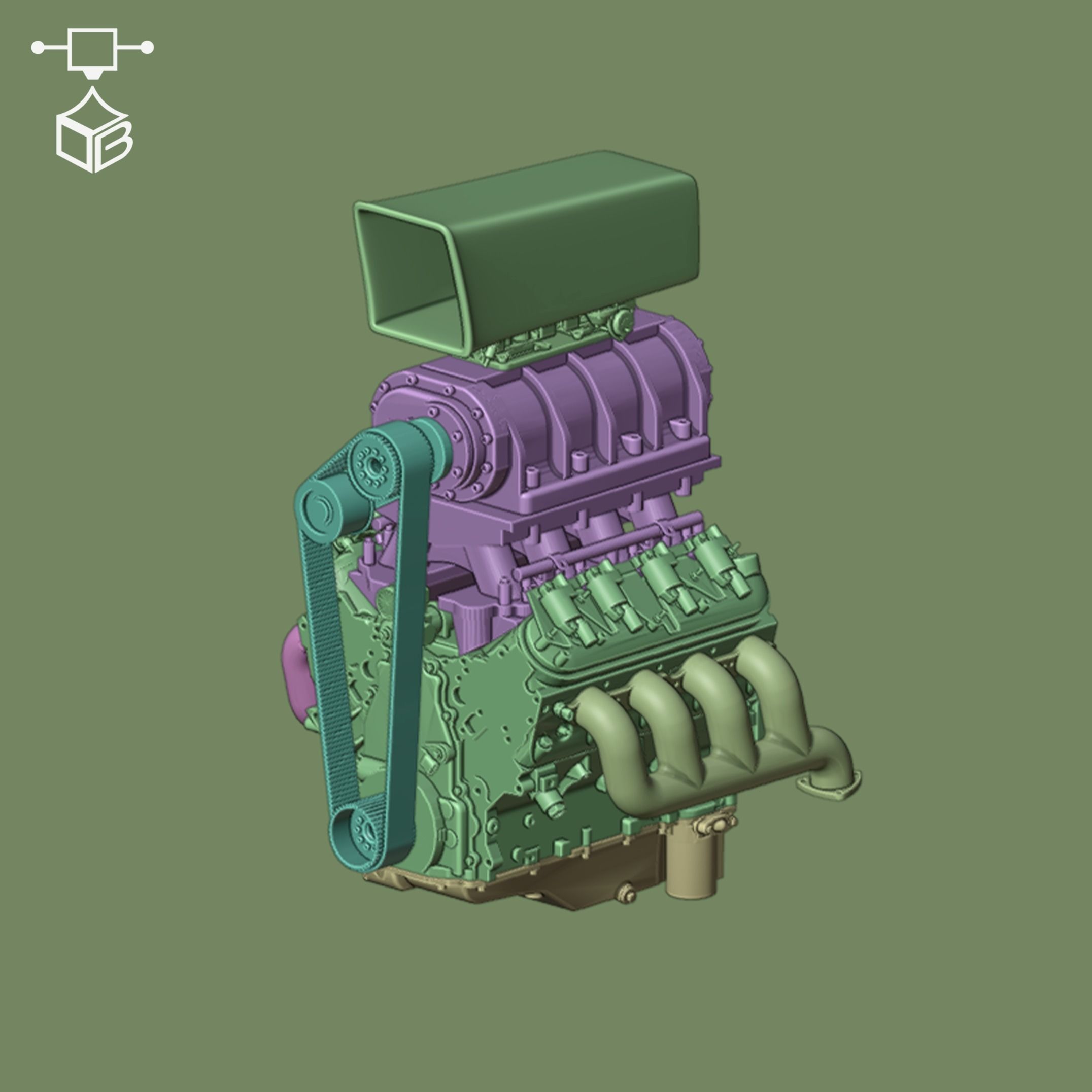 ENGINE LSX V8 SUPERCHARGED 3D model 3D printable | CGTrader