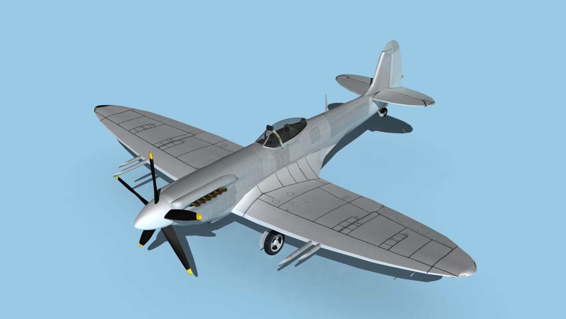Supermarine Spitfire MK XIVe V00 3D model animated rigged | CGTrader
