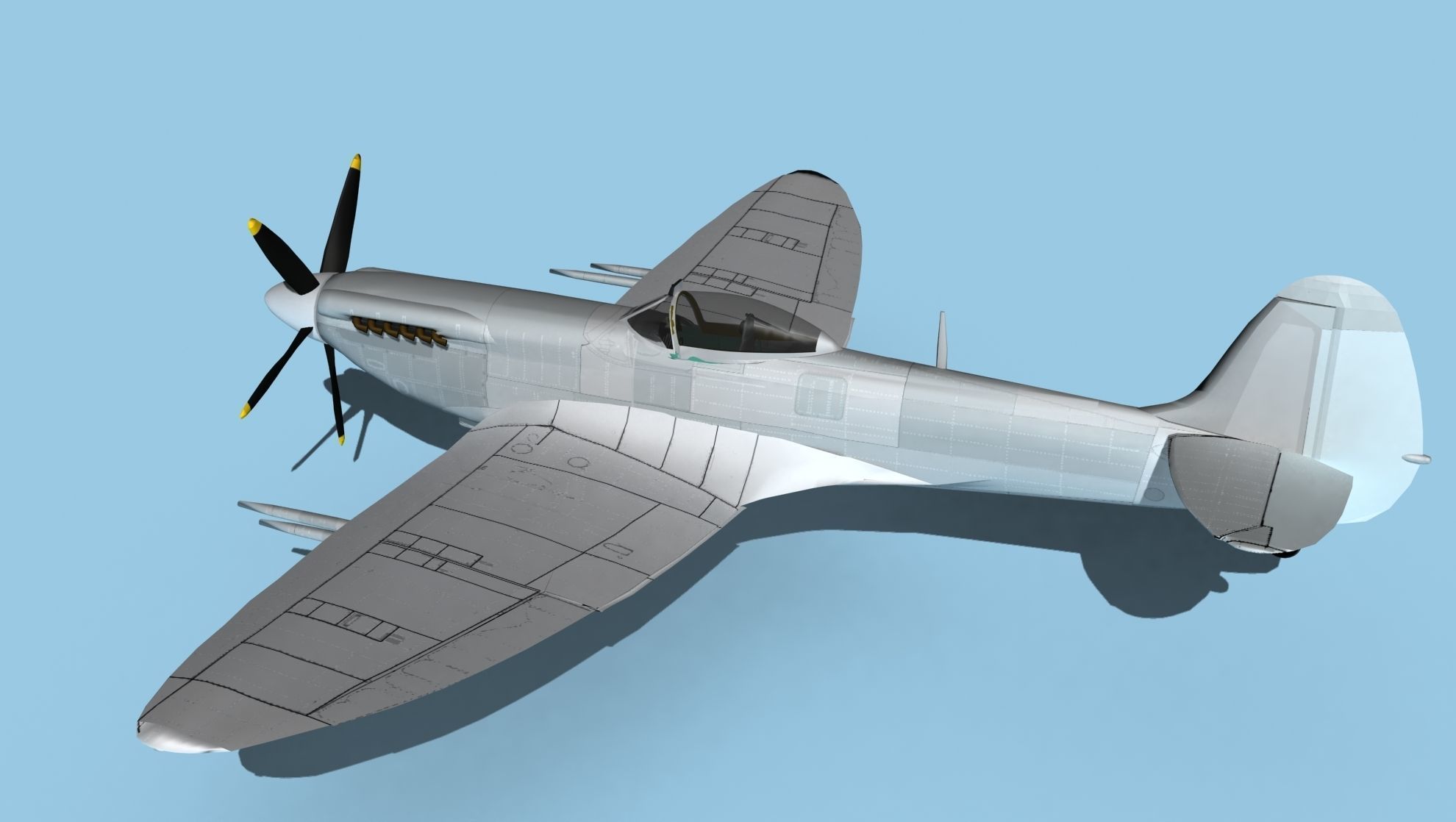 Supermarine Spitfire MK XIVe V00 3D model animated rigged | CGTrader
